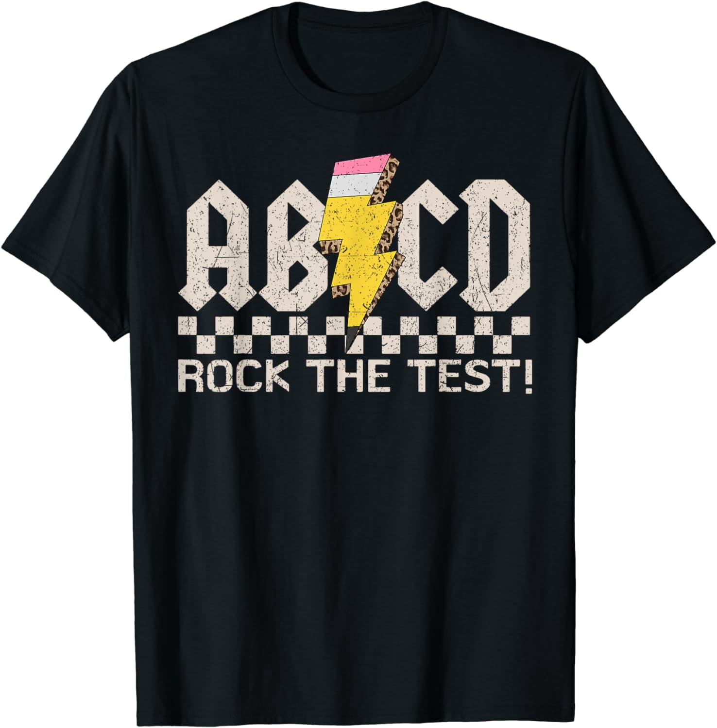 Teacher Testing Retro ABCD Rock The Test Day Funny School T-Shirt ...