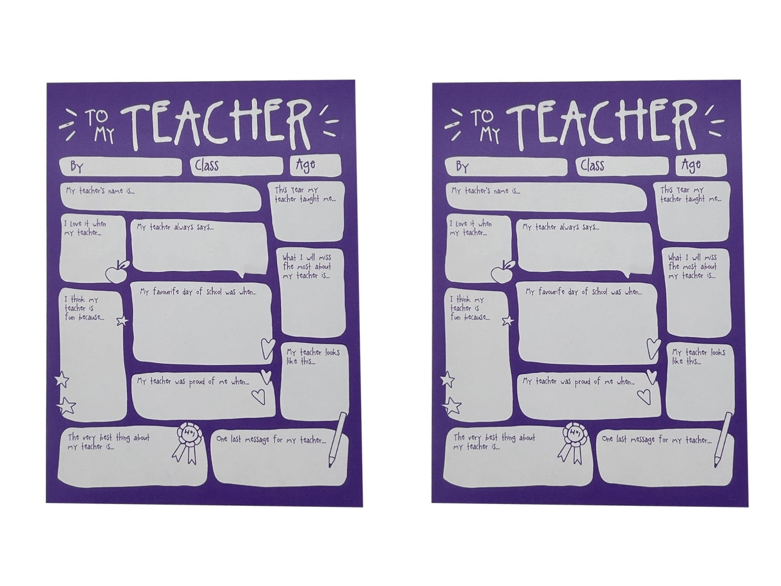 Teacher Thank You Card with Envelope, Teacher Appreciation Gift, Kids ...