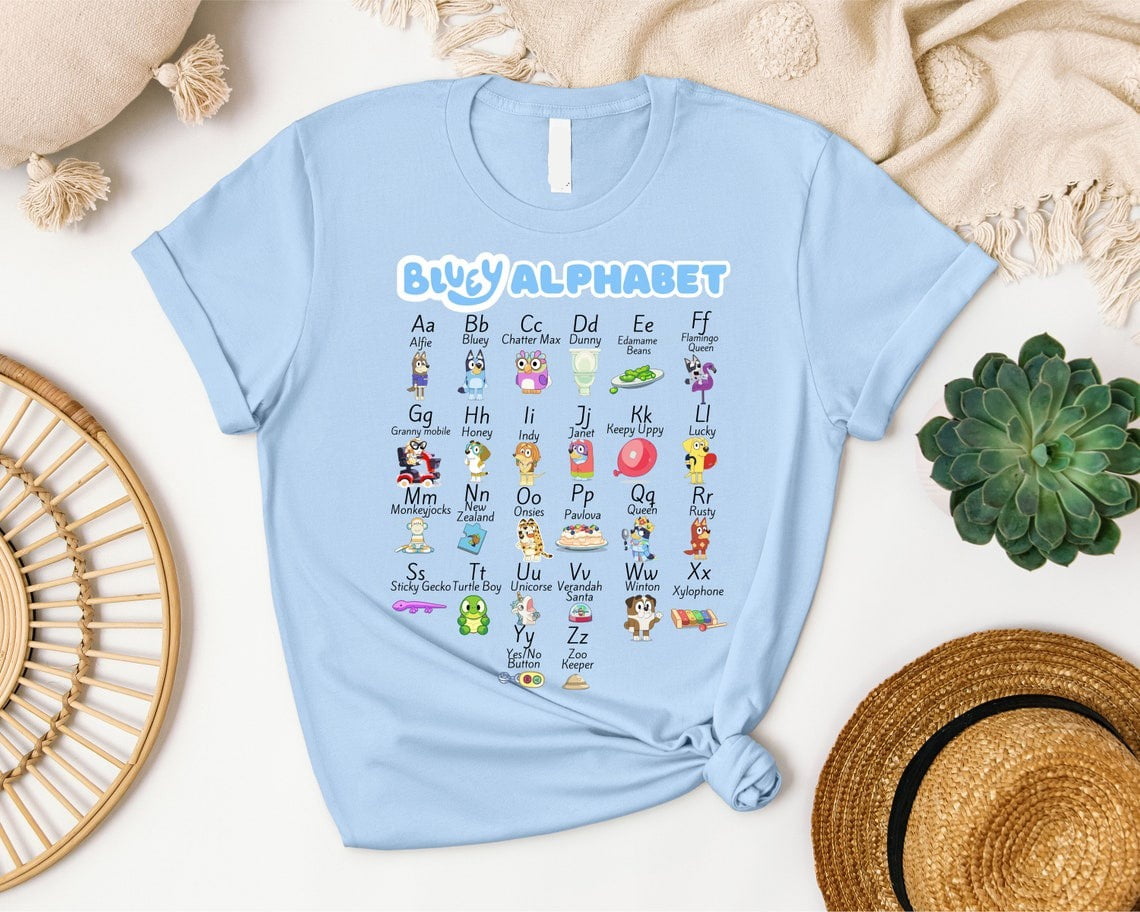 Teacher Themed Alphabet Bluey T-shirt, Kindergarten Educational Shirt ...