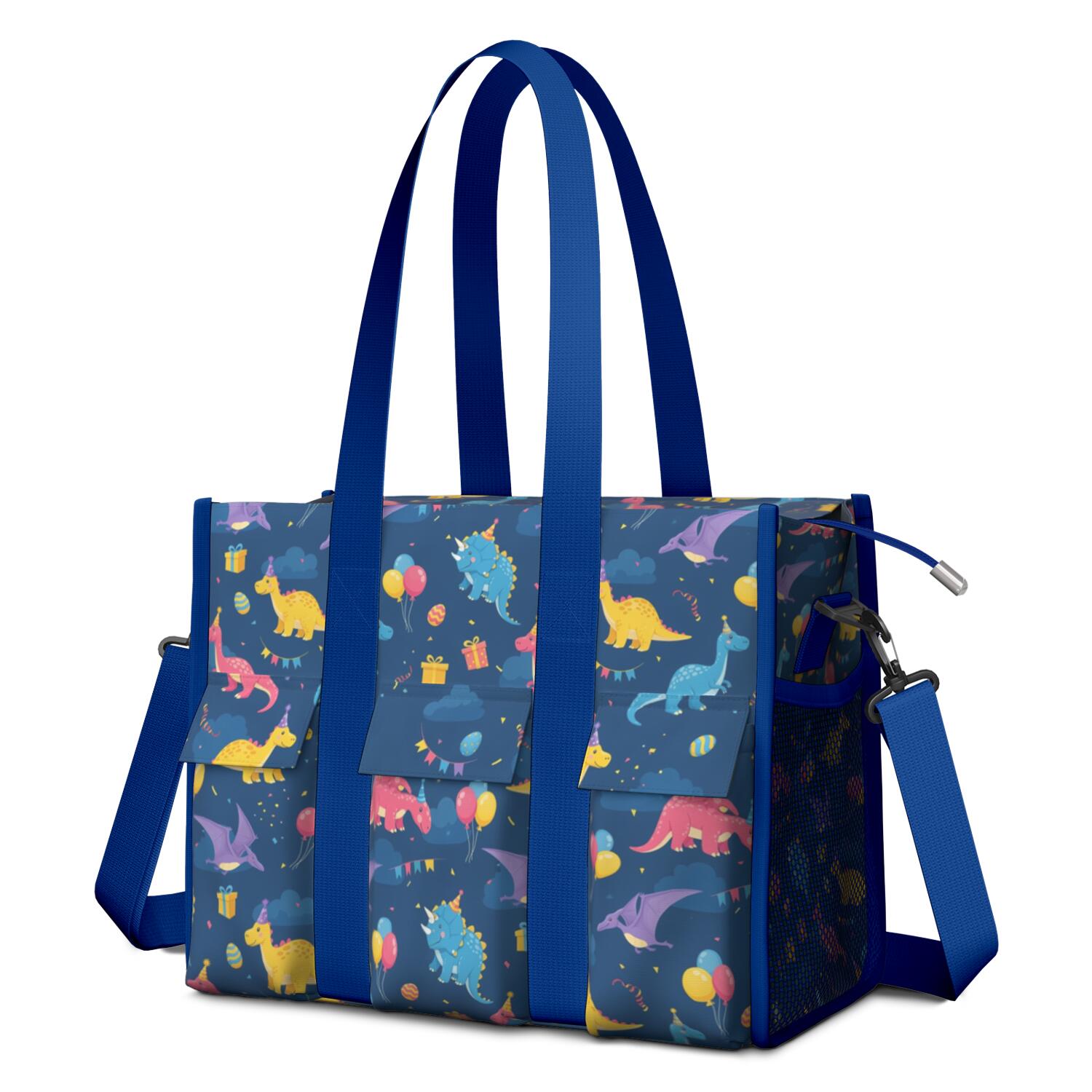 Teacher Tote Bag,Blue Cartoon Dinosaurs Balloons Pattern Teacher ...