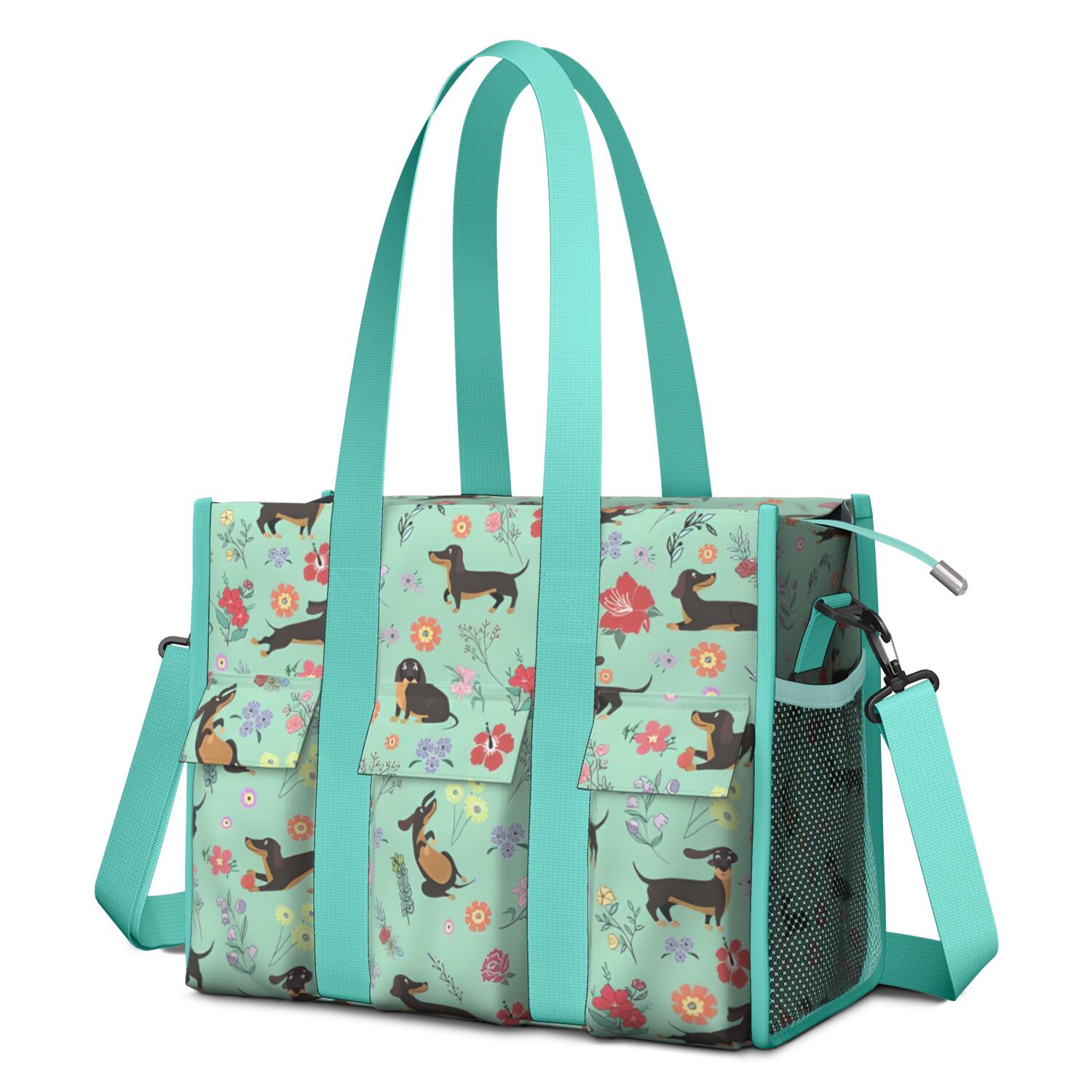 Teacher Tote Bag,Dachshunds and Pioneer Flower Teacher Utility Tote Bag ...