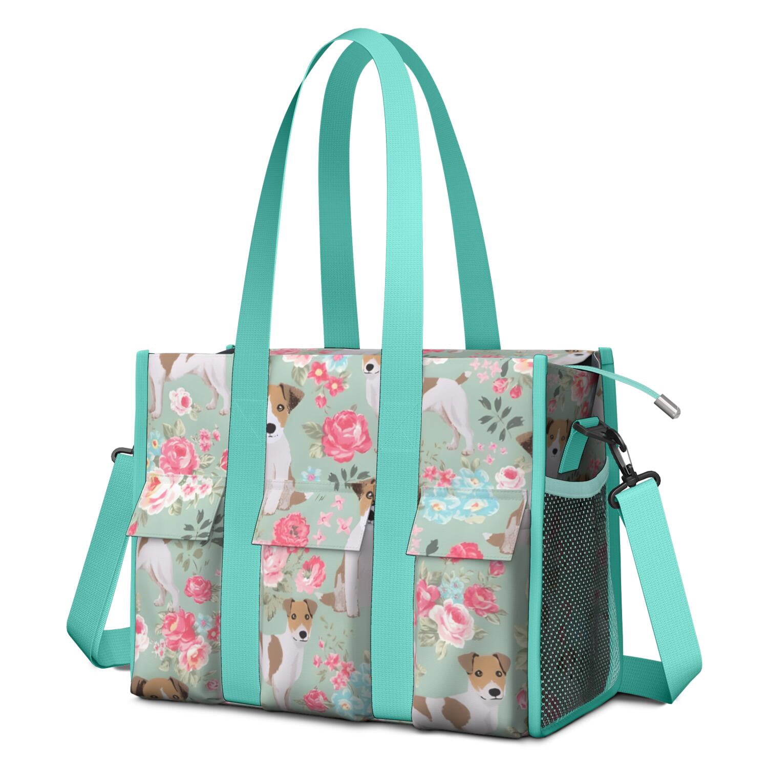 Teacher Tote Bag,Jack Russell Terrier Dog and Flower Teacher Utility ...