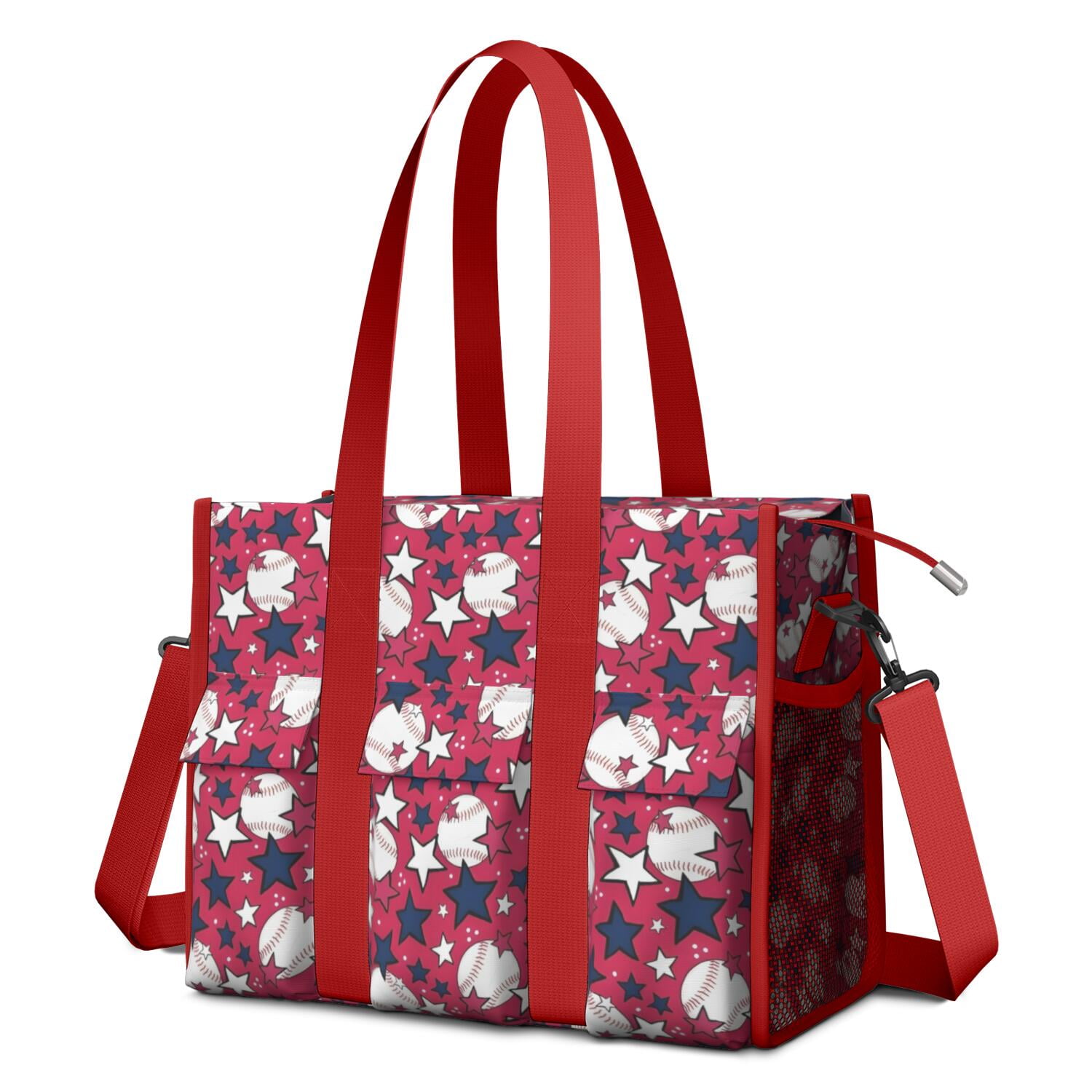Teacher Tote Bag,Red Baseballs and Stars Pattern Teacher Utility Tote ...