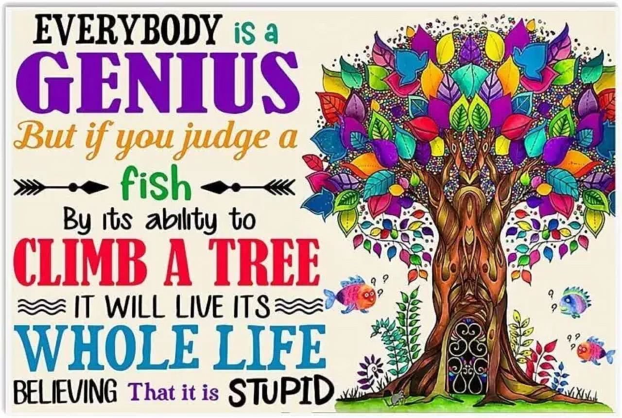 Teacher Tree Poster Everybody Is A Genius But If You Judge A Fish Wall ...
