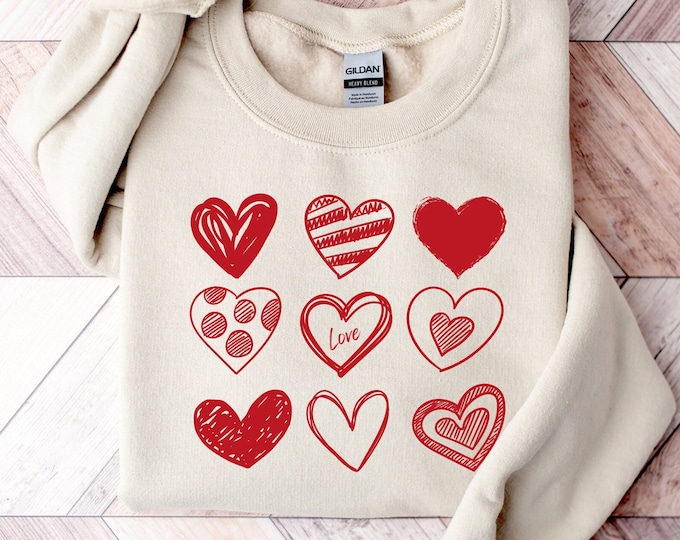 Teacher Valentines Day Sweatshirt, Cute Retro Heart Sweater, Teacher ...