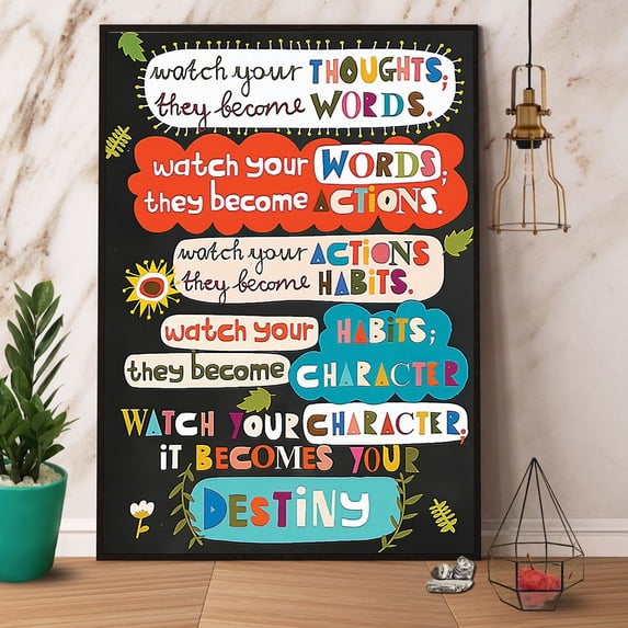 Teacher Watch Your Thoughts They Become Words Poster No Frame Wrapped ...