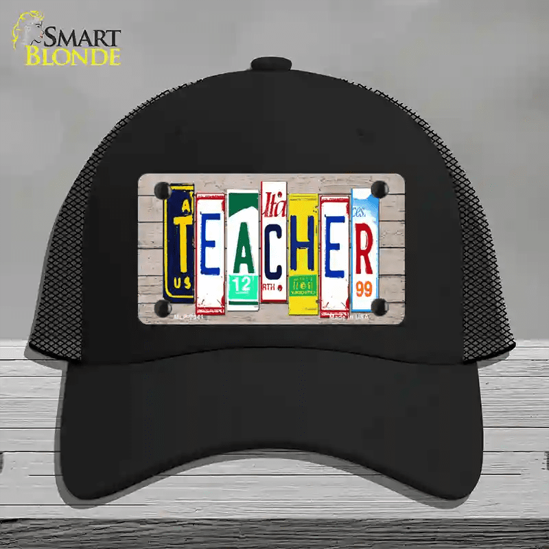 Teacher Wood License Plate Art Novelty License Plate Hat Mesh Black ...