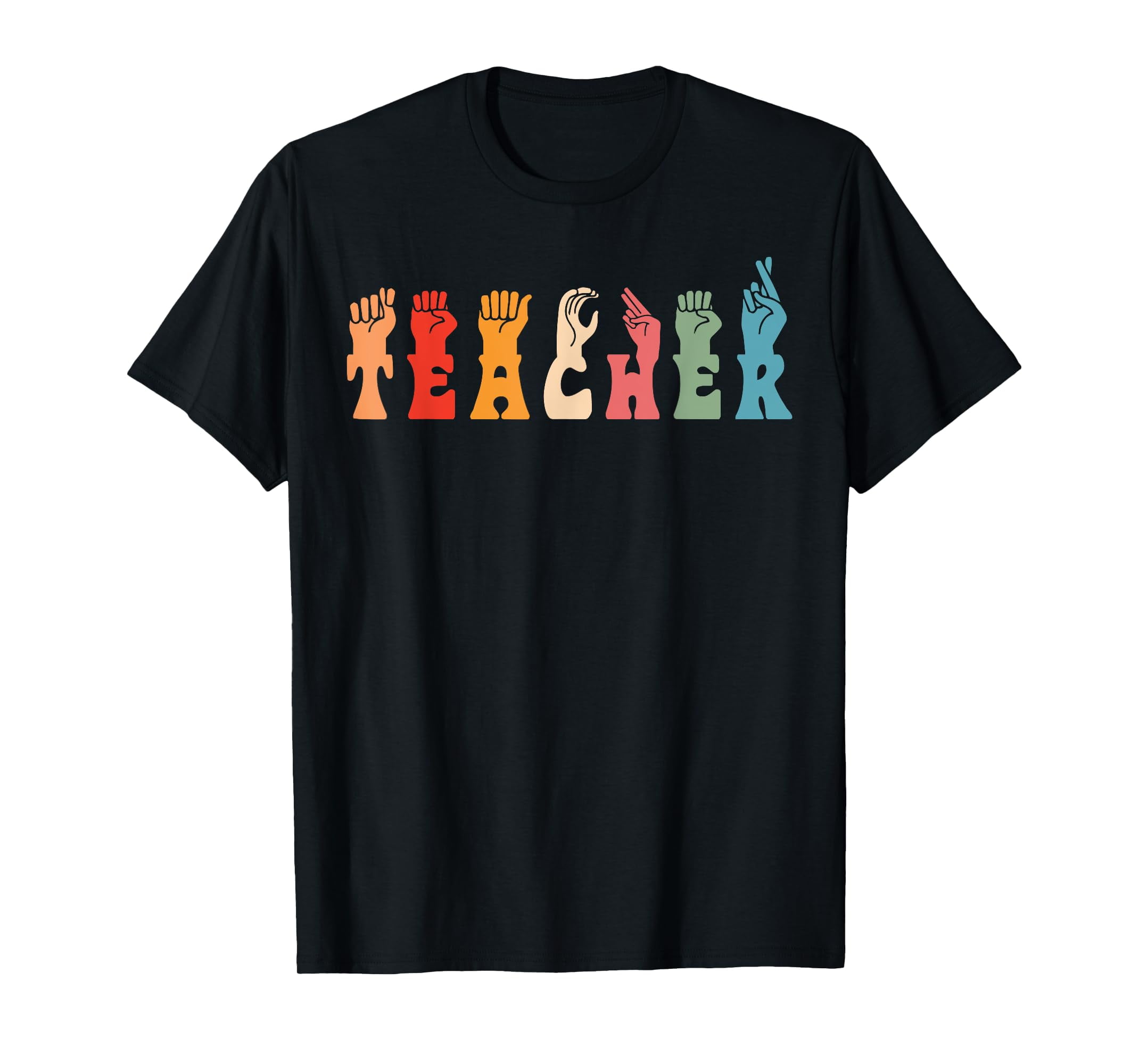Teacher Word In Sign Language Awareness ASL Back To School T-Shirt ...