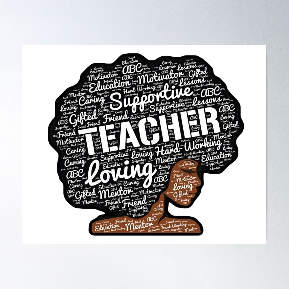 Teacher Wordle Poster Wall Art, Modern Wall Decor For Living Room ...