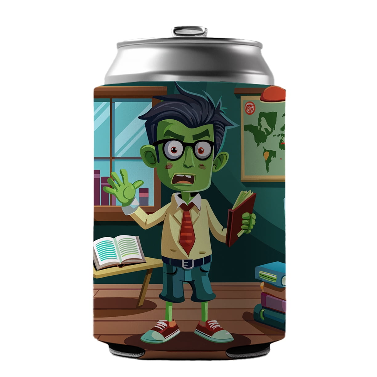 Teacher Zombie Man Male Funny Drink Beer Soda Insulated Sleeve Holder ...