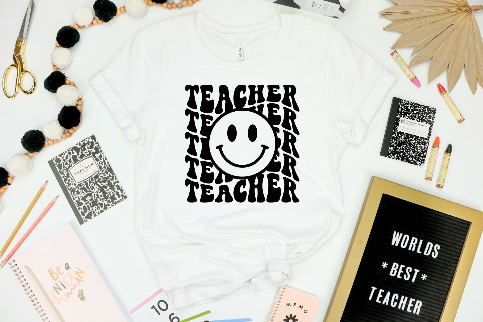 Teacher appretiation Shirt Retro Teacher Shirt Happy Face T-Shirt Retro ...