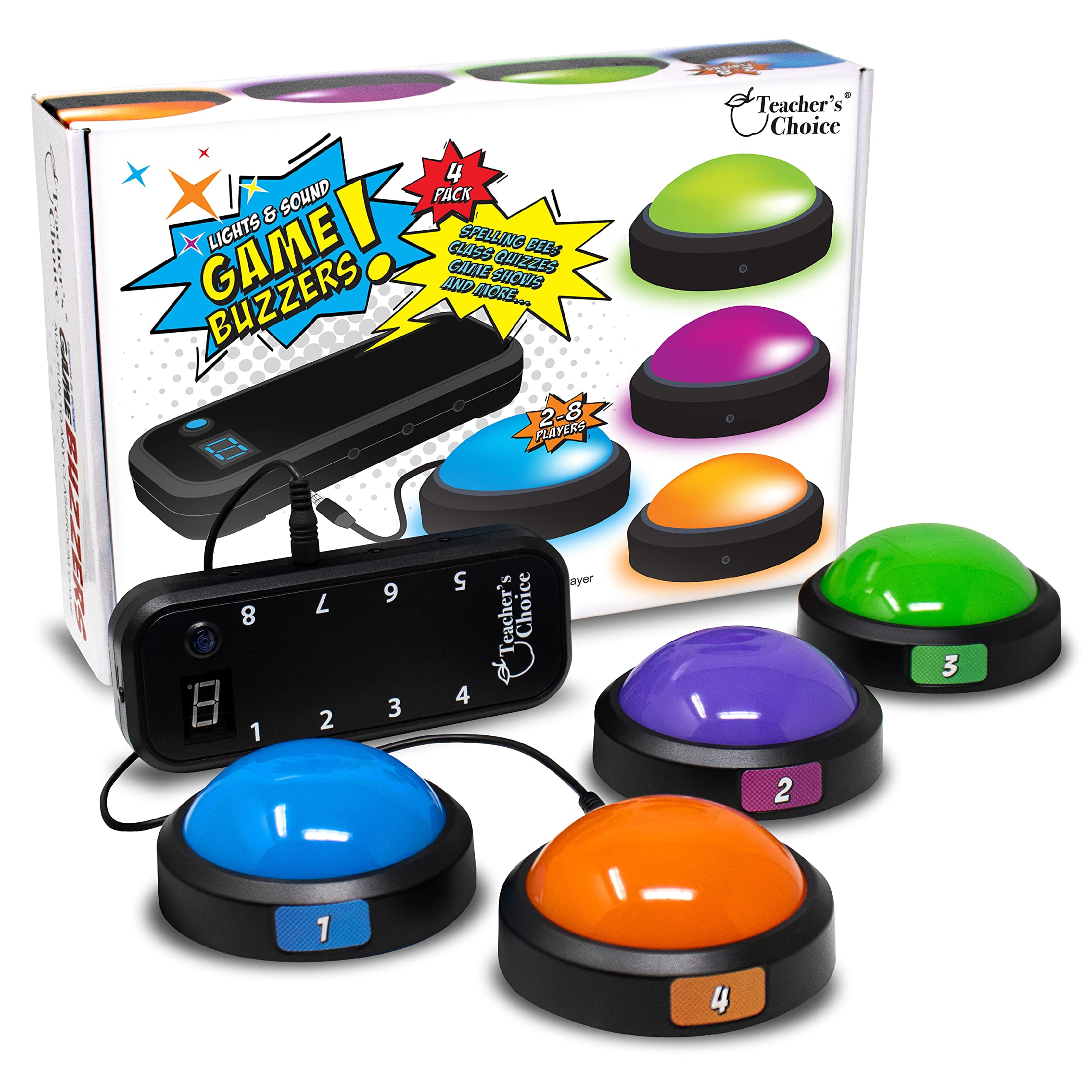 Teacher's Choice 4 Player YPF5 Light Up Game Buzzer Displays The ...