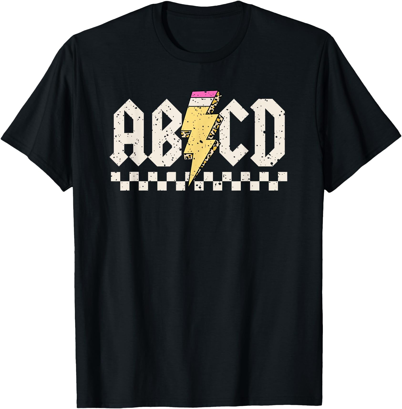 Teachers ABCD Rock Graphic back to School Class T-Shirt,Black - Walmart.com