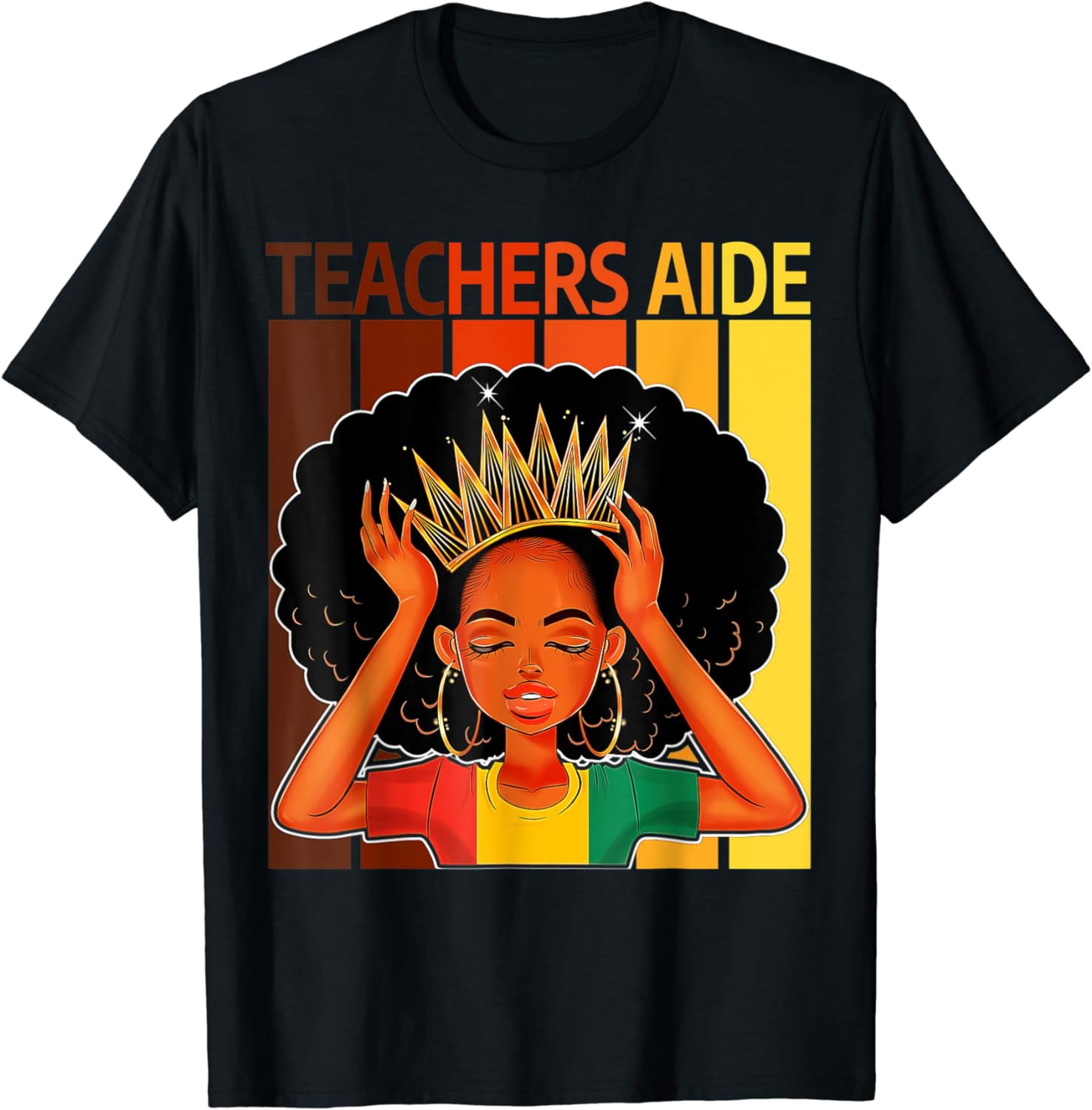 Teachers Aide Afro African American Black History Month T-Shirt ...