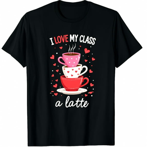 Teachers Valentine Day I Love My Class A Latte Coffee Graphic Crew Neck ...