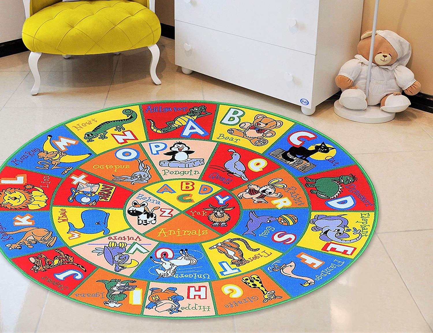 Teaching ABC Animals Kids Educational playmat Non-Slip Rug for School ...
