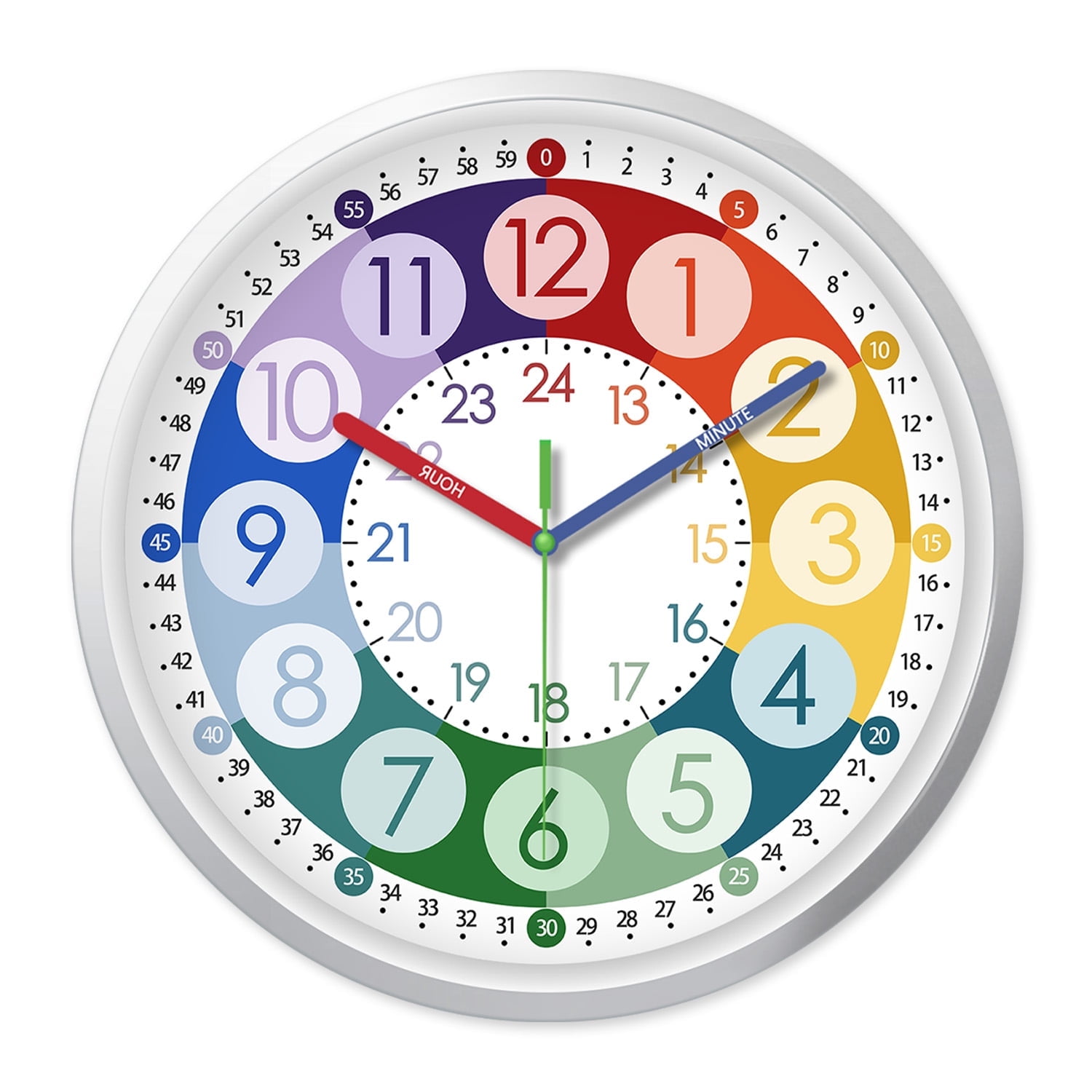 Teaching Clocks for Kids - Colorful Small Wall Clock Battery Operated ...