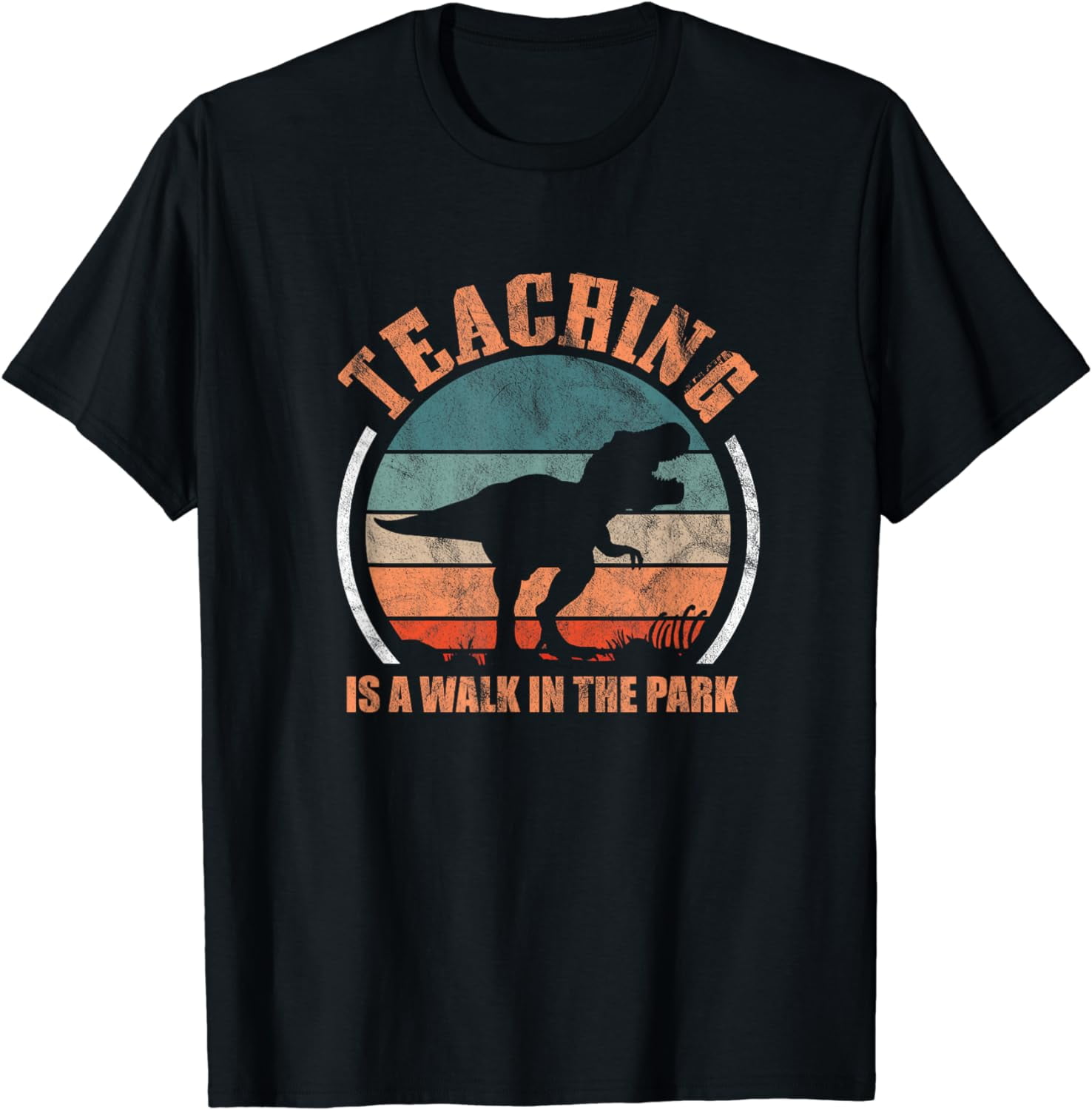 Teaching Is A Walk In The Park Funny Teacher T-Rex Retro Cotton T-Shirt ...