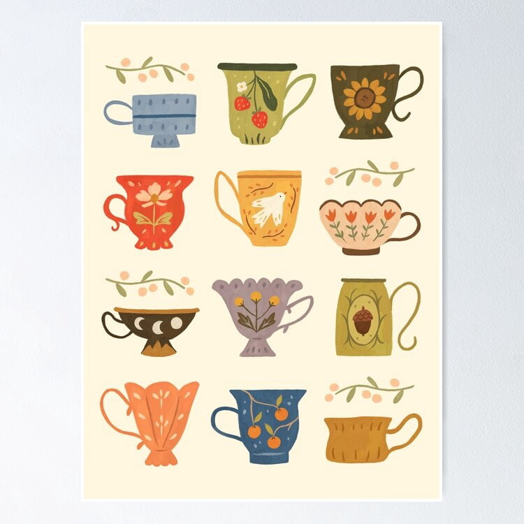 Teacup Collection Poster, UNFRAMED-18x24 - Walmart.com