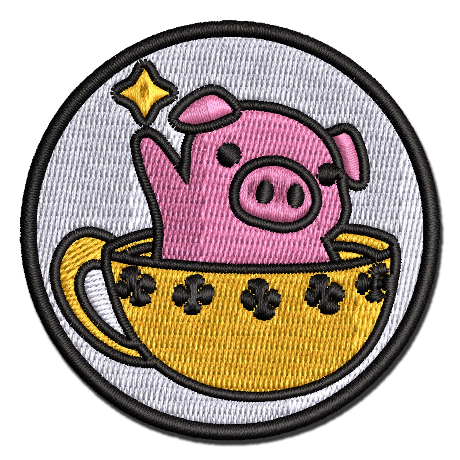Teacup Pig Applique Multi-Color Embroidered Iron-On Patch - 2.5 Inch ...