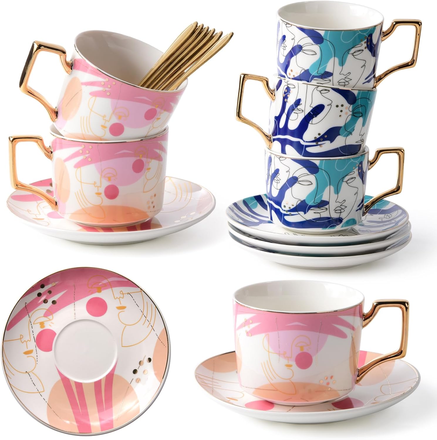Teacup and saucer set teacup with gold spoon teacup teacup suitable for ...