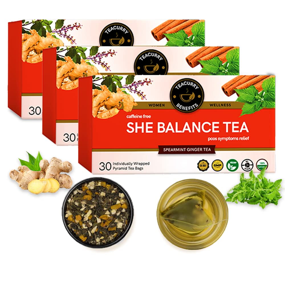 Teacurry Plant Based She Balance Tea - Pack Of 3 X 30 Pyramid Tea Bags ...