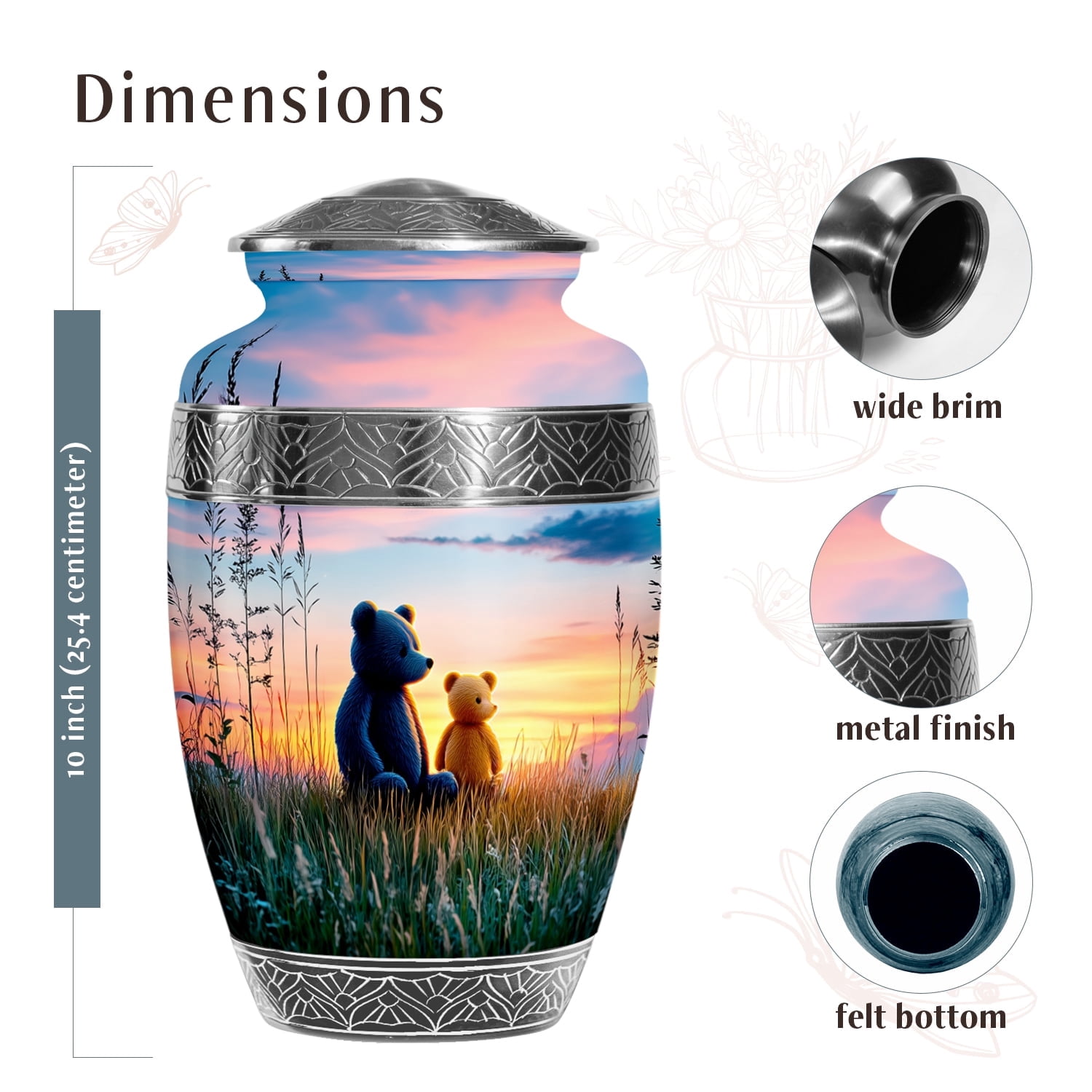 Teady Bear Human Urn for Ashes Men and Women, Cremains Container for ...