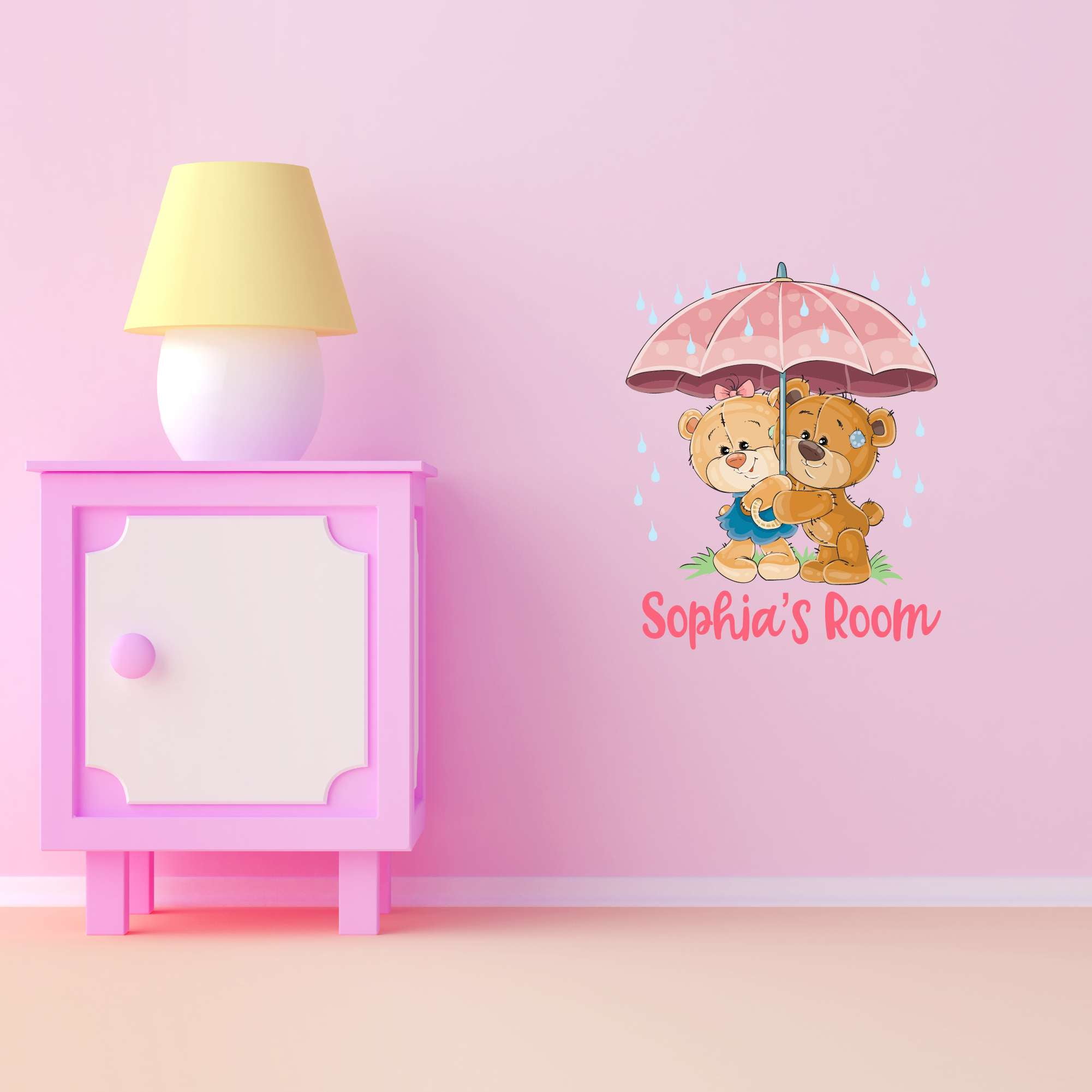 Teady Bear Umbrella Rain Drops Hugging Personalized Name Call It Love ...