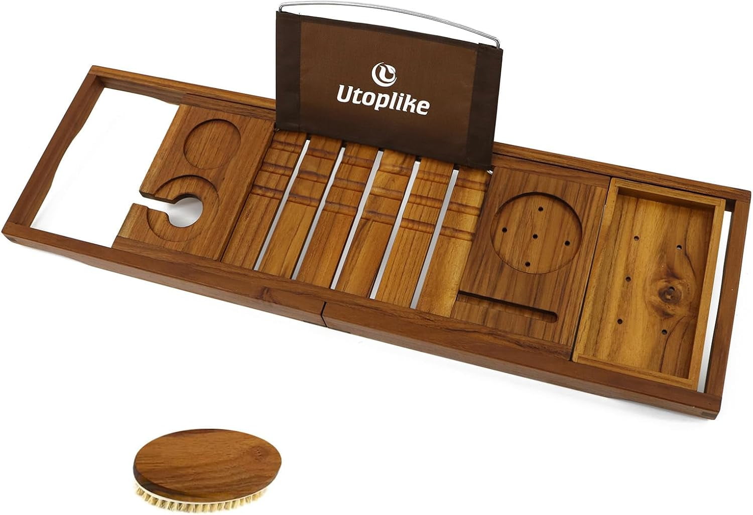 Teak Bathtub Caddy Tray Bath Tray for Tub, Unique Bathtub Organizer ...