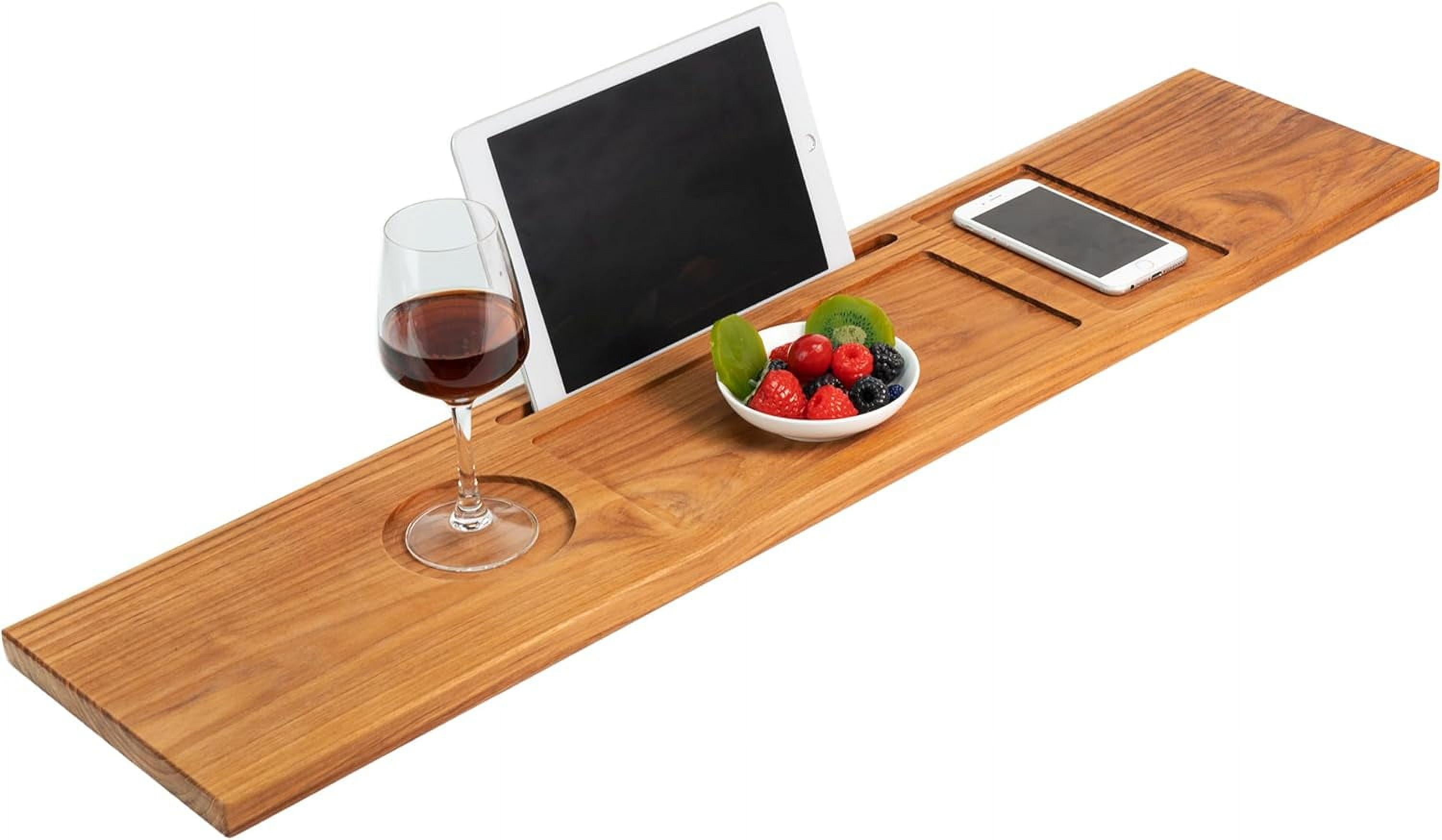 Teak Bathtub Tray Table, Wooden Bath Board for Tub with Wine and iPad ...