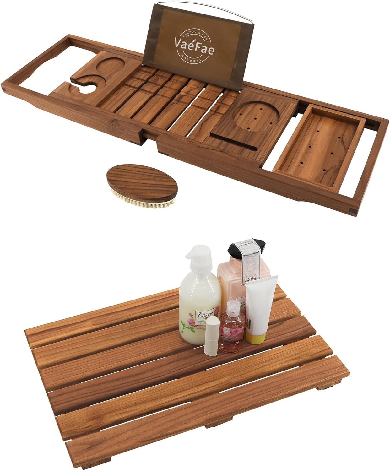 Teak Bathtub Tray and Teak Shower Mat S - Walmart.com
