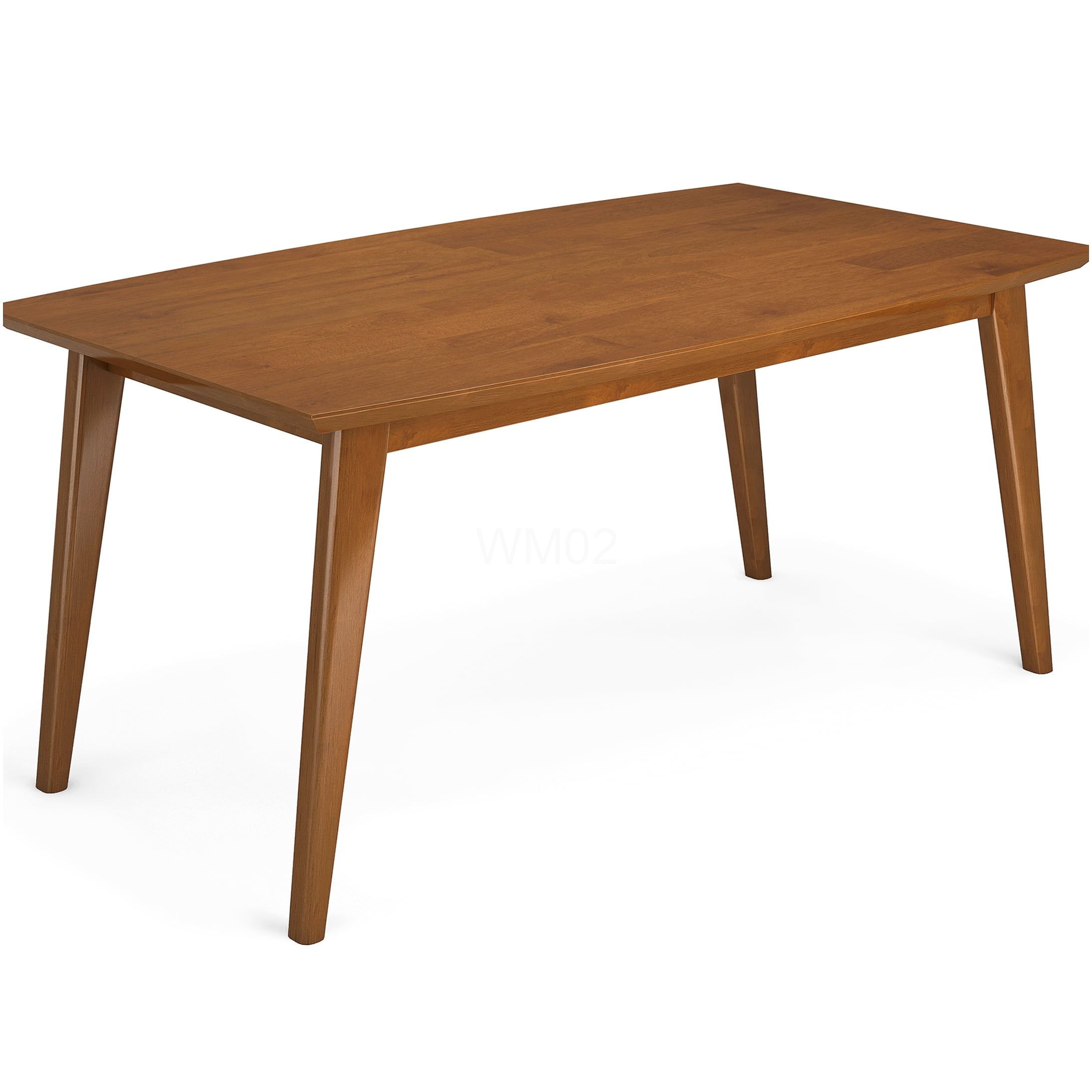 Teak Brown Solid Wood Dining Table, Mid-Century Modern Style Boat Shape ...