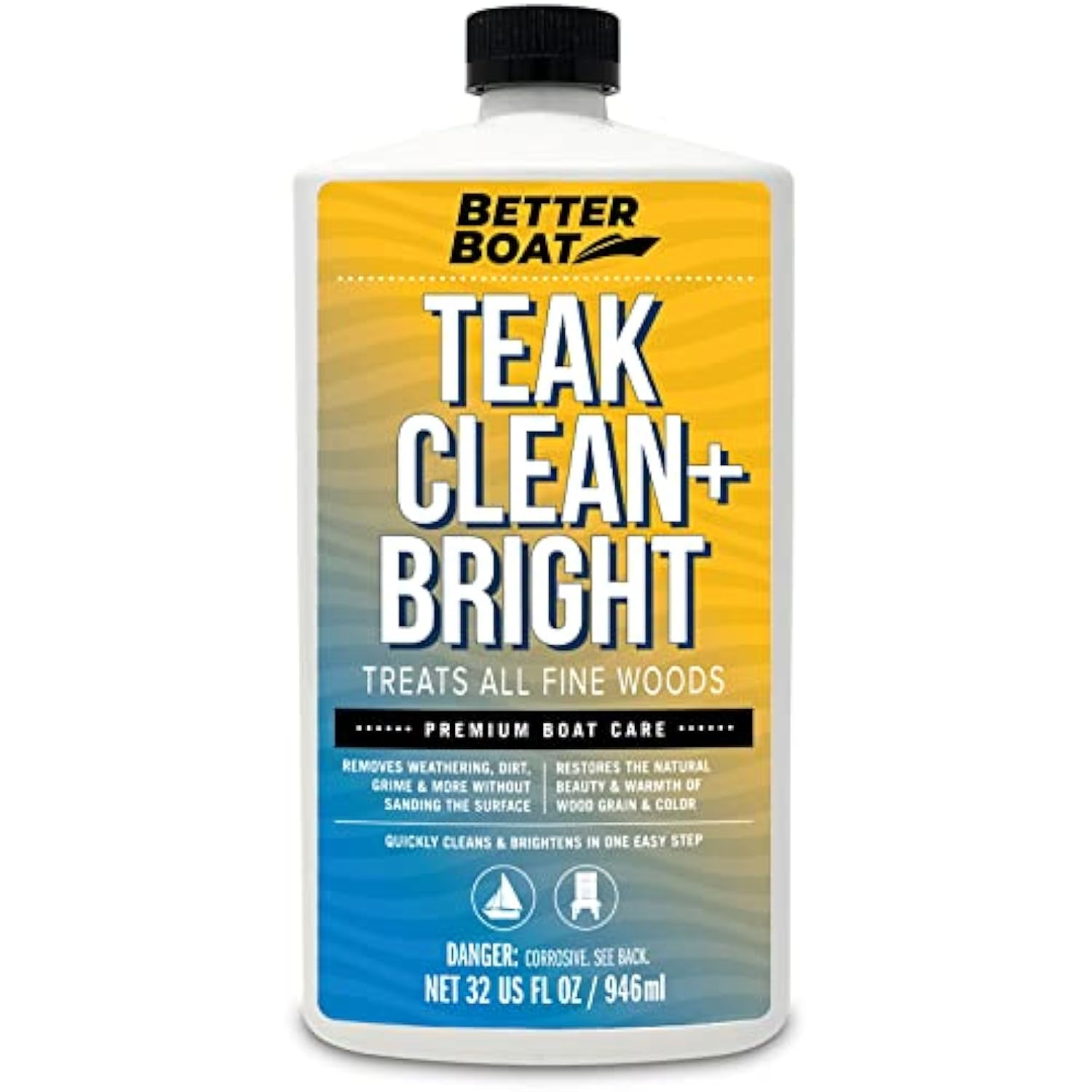 Teak Cleaner and Brightener for Wood for Use Before Teak Oil or Teak Sealer for Boats, Indoor ...