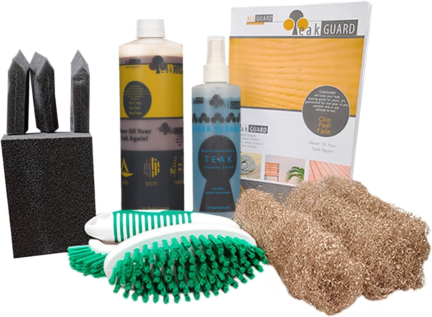 Teak Cleaning Supplies Bundle Featuring 16oz Teak Brightener and Finish ...