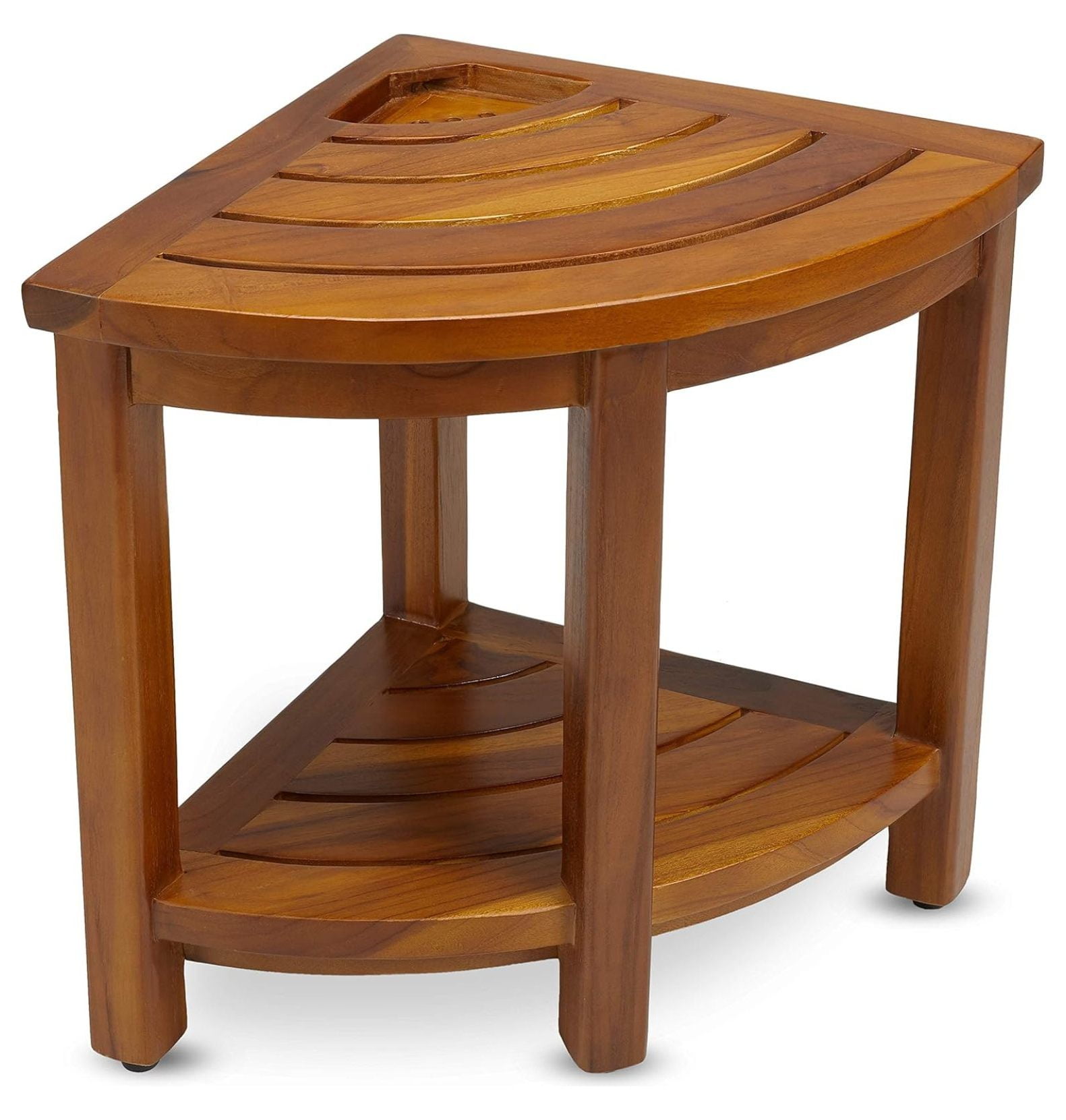 Teak Corner Bench with Shelf and Basket, Fully Assembled, 16 Inch, The ...