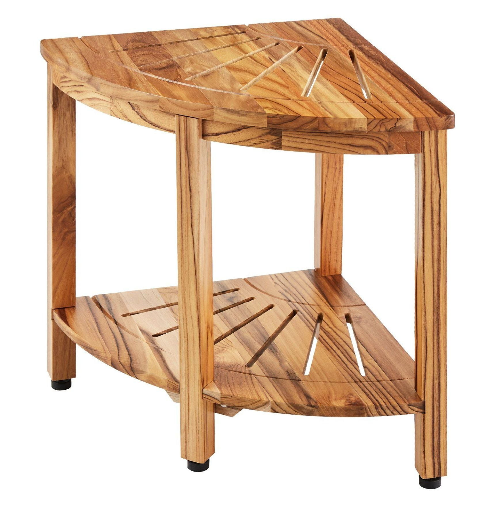 Teak Corner Shower Stool - 18.5" Height, 500 LBS Capacity - Adjustable ...
