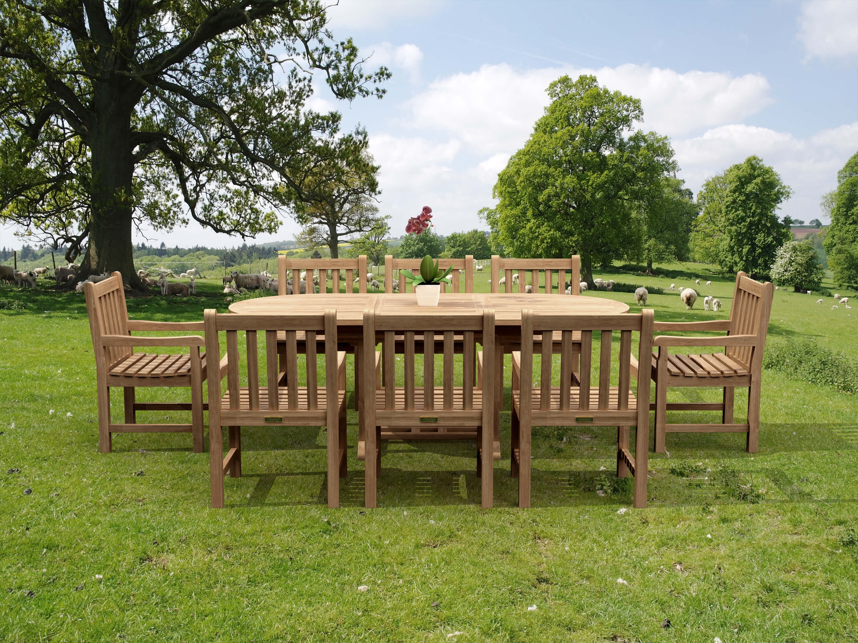 Teak Dining Set Grade-A Natural Teak Hyde Park 9-pc Dining Table Set ...