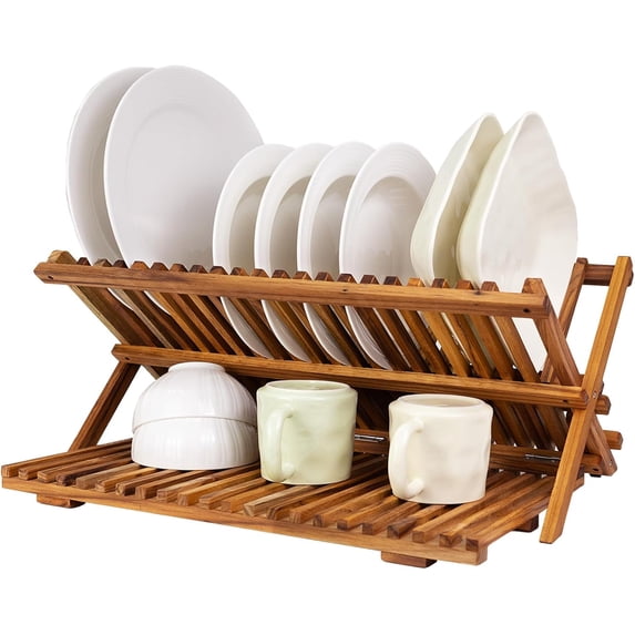 Teak Dish Drainer Rack Collapsible Dish Rack Dish Drying Rack Foldable ...