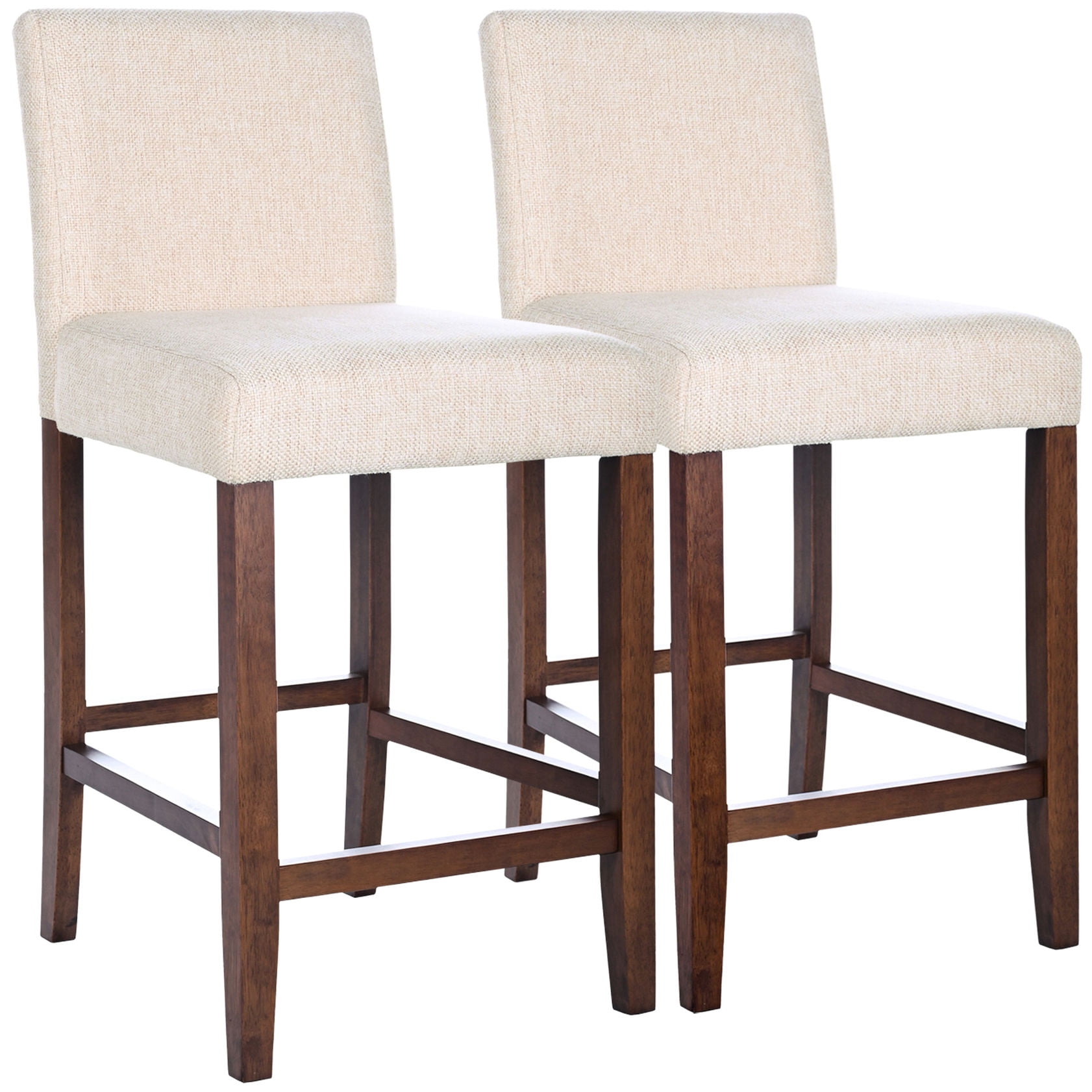 Teak Frame Beige Linen Counter Chair / Quick Clean Wipe Down - Walmart.com