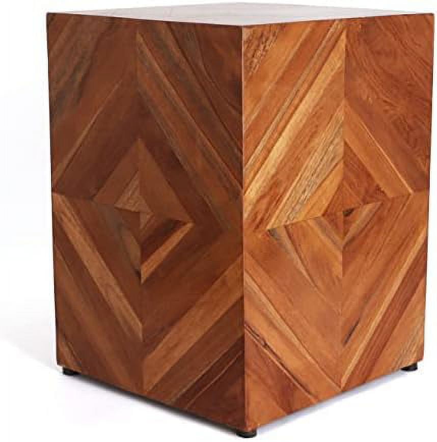 Teak Garden Stool - Farmhouse End Table - Barn Door Wooden Stool ...