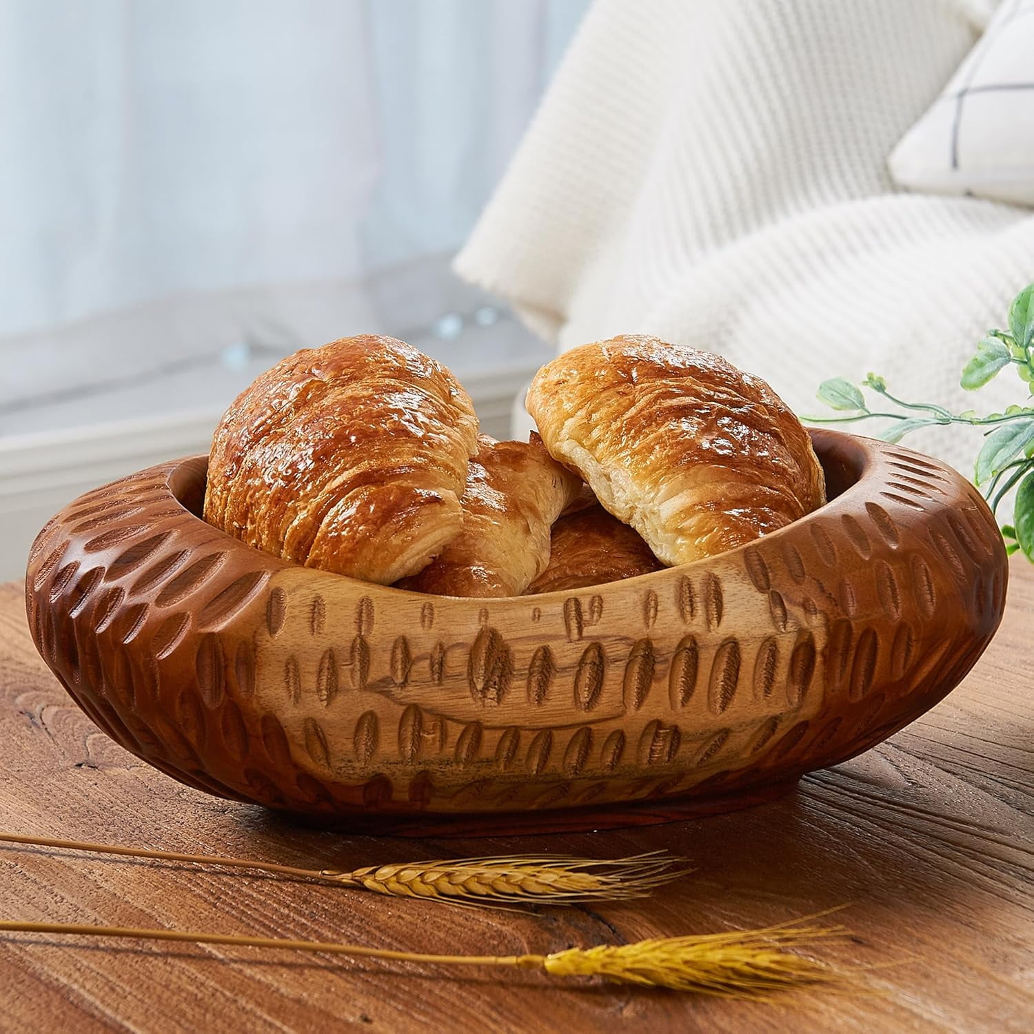 Teak Handcrafted Wooden Bowls Natural Wood Utility Bowl 11.8" X7.9 ...