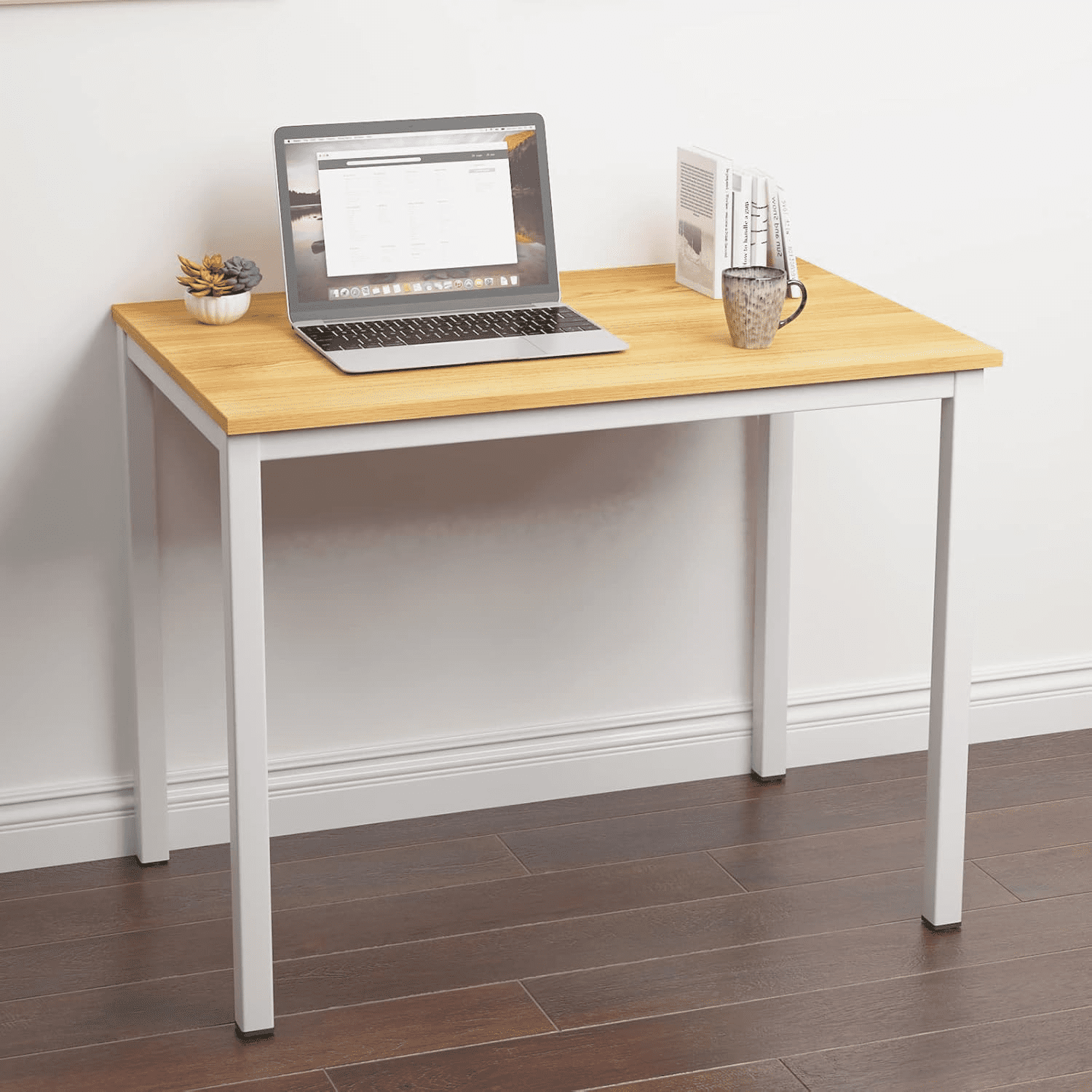 Teak Home Office Desk 55 inch Modern Simple Computer Desk，Writing Study ...