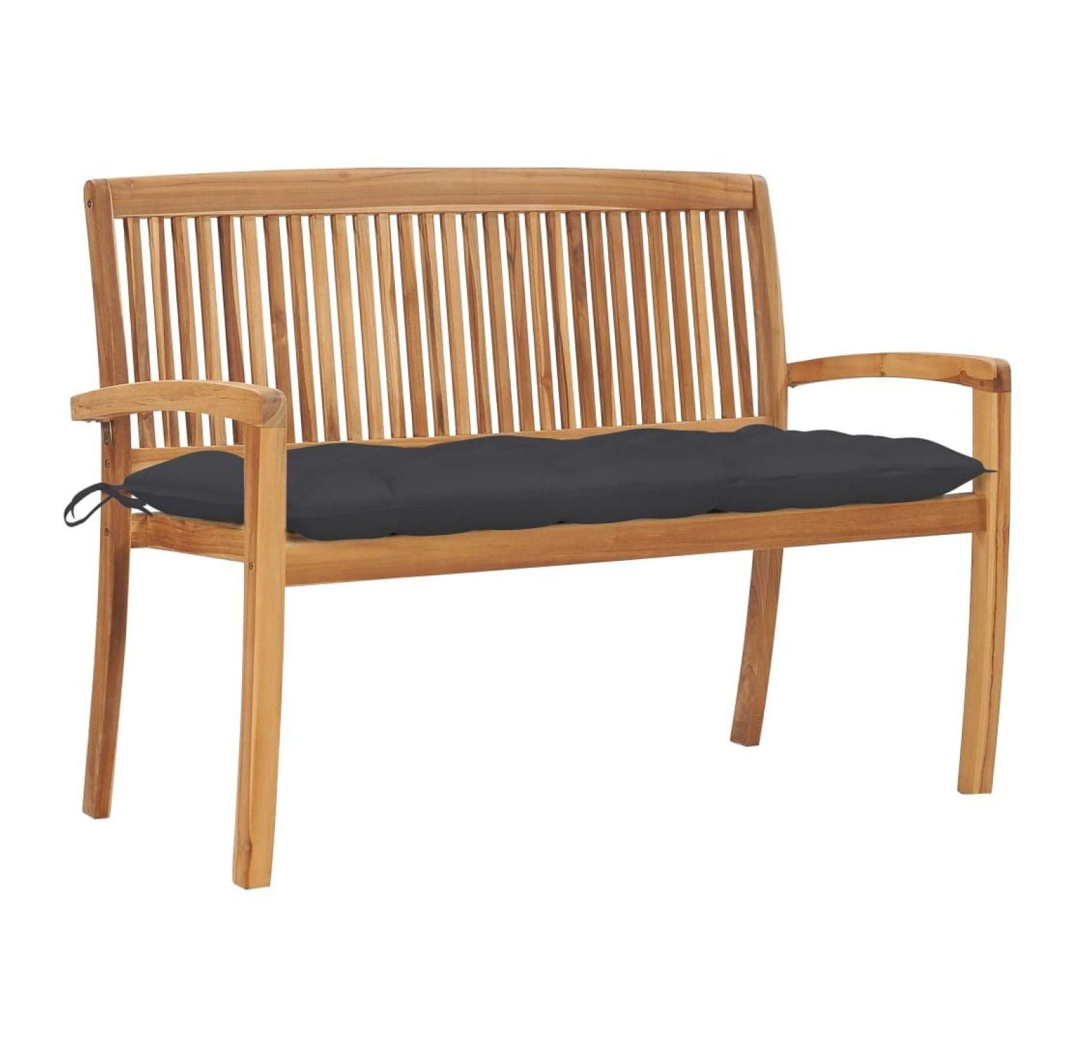Teak Patio Bench with Cushion - 50.6" Outdoor Stackable Bench - Solid ...