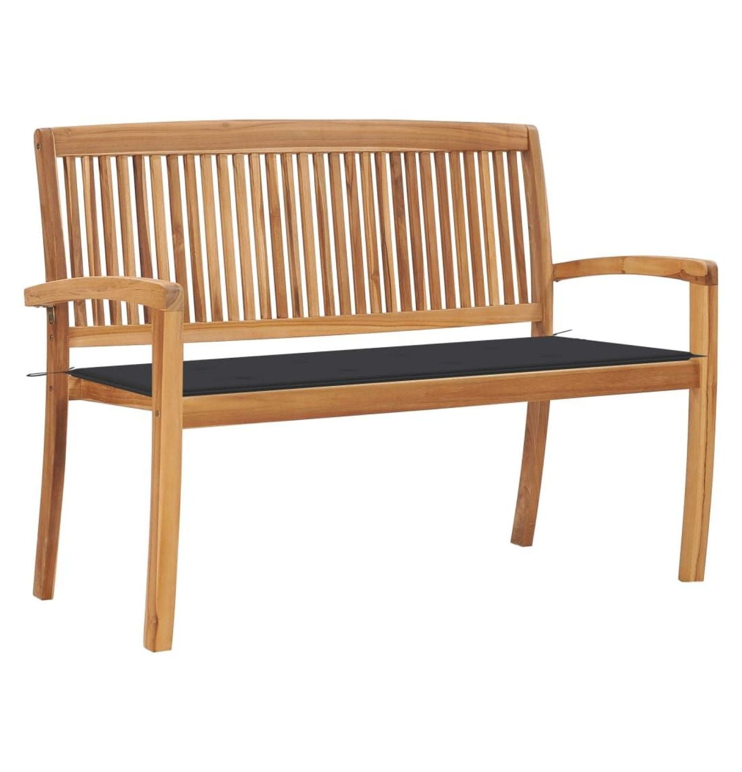 Teak Patio Bench with Cushion - 50.6" Outdoor Stackable Bench - Solid ...