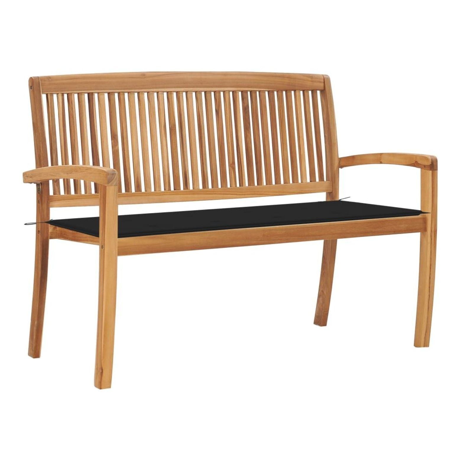 Teak Patio Bench with Cushion - 50.6" Outdoor Stackable Bench - Solid ...