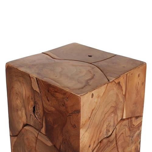 Teak Root Square Garden Stool - Rustic Farmhouse Side Table/Patio Side ...