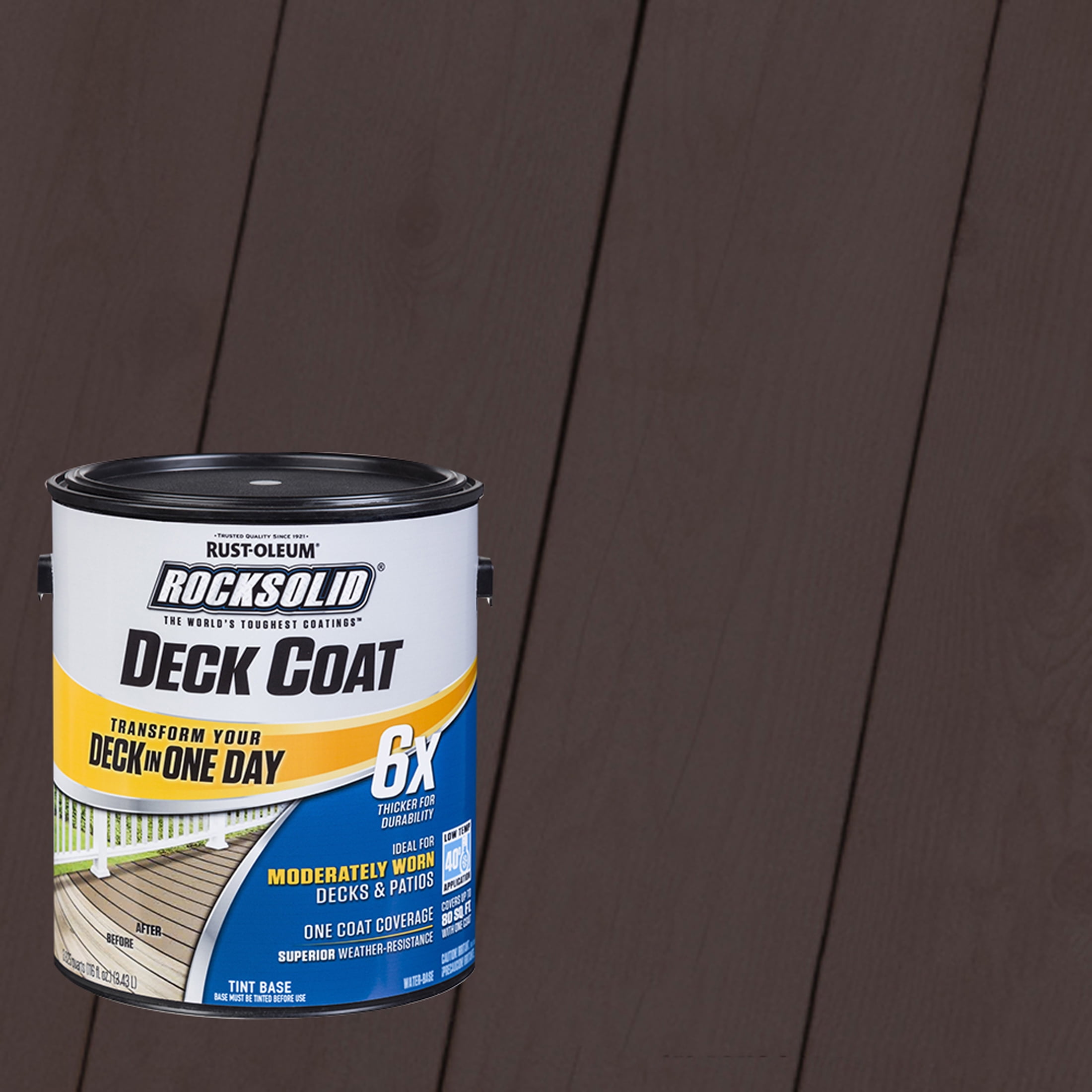 Teak, Rust-Oleum RockSolid 6X Exterior Wood Deck Coat-319666T, Gallon ...