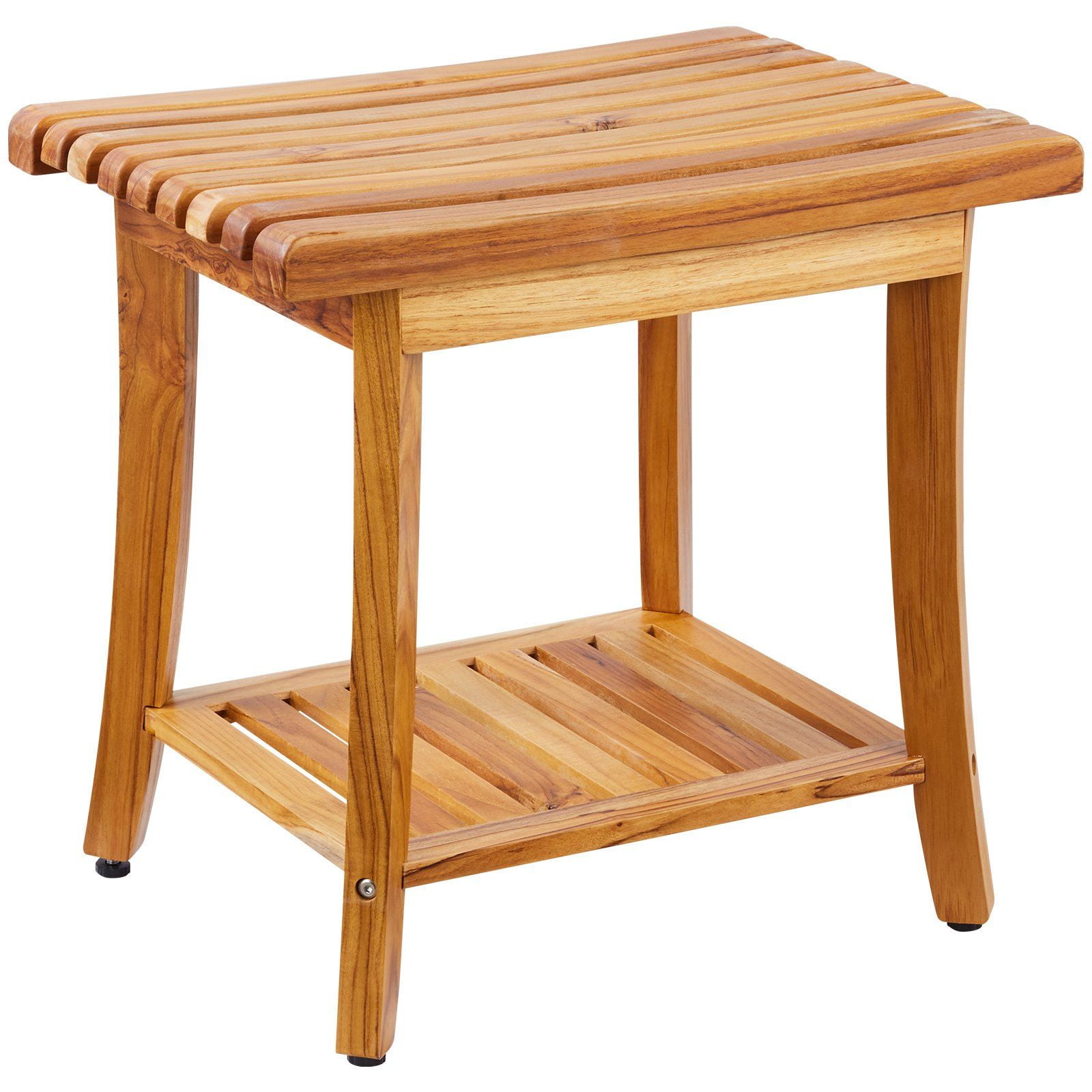 Teak Shower Stool Chair, 20x14.3x17.9in Wood Bathroom Seat - Walmart.com