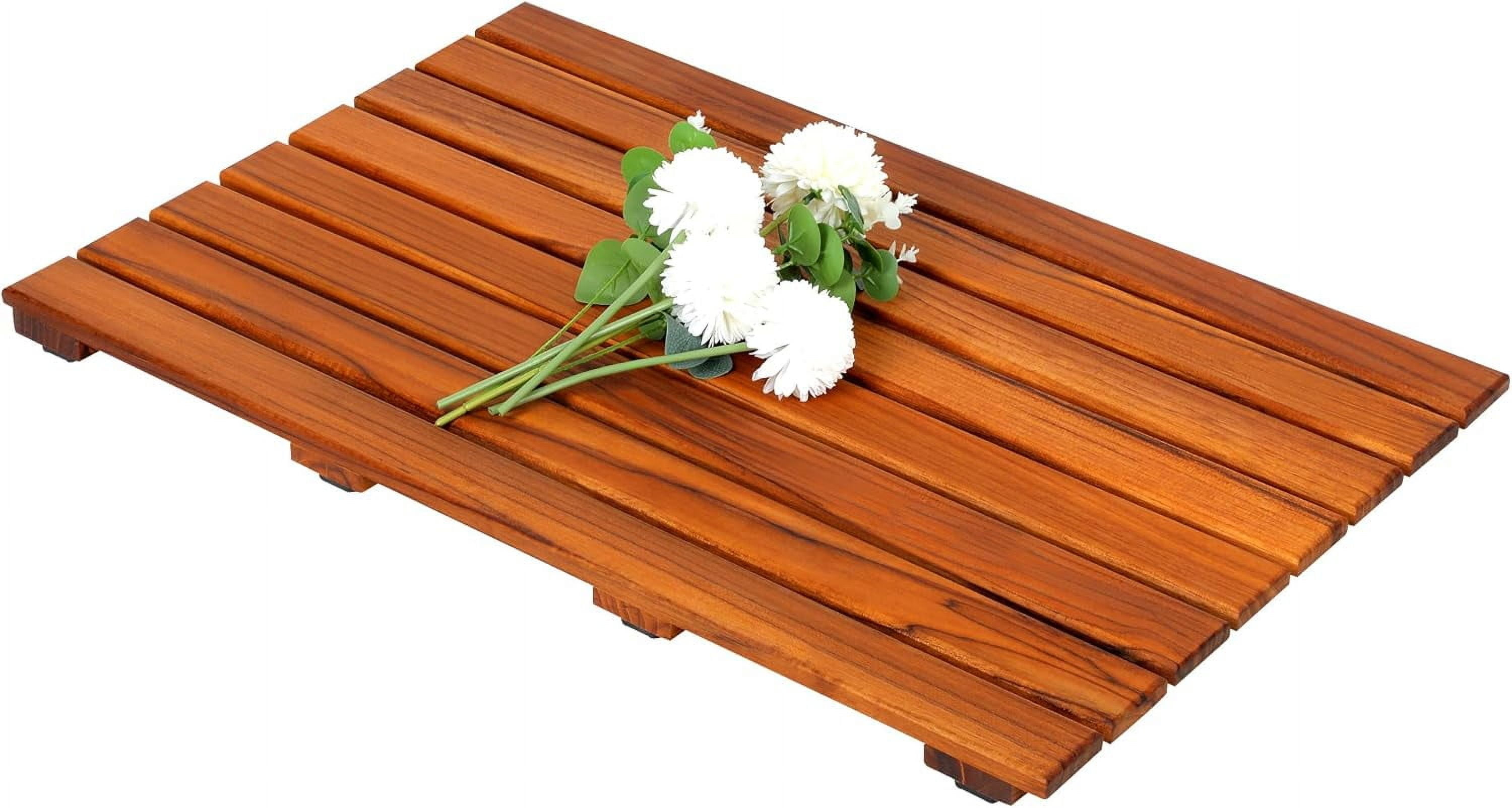 Teak Shower Mat, Non-Slip Bath Mat, Luxury Spa Mat, Wooden Mat for ...