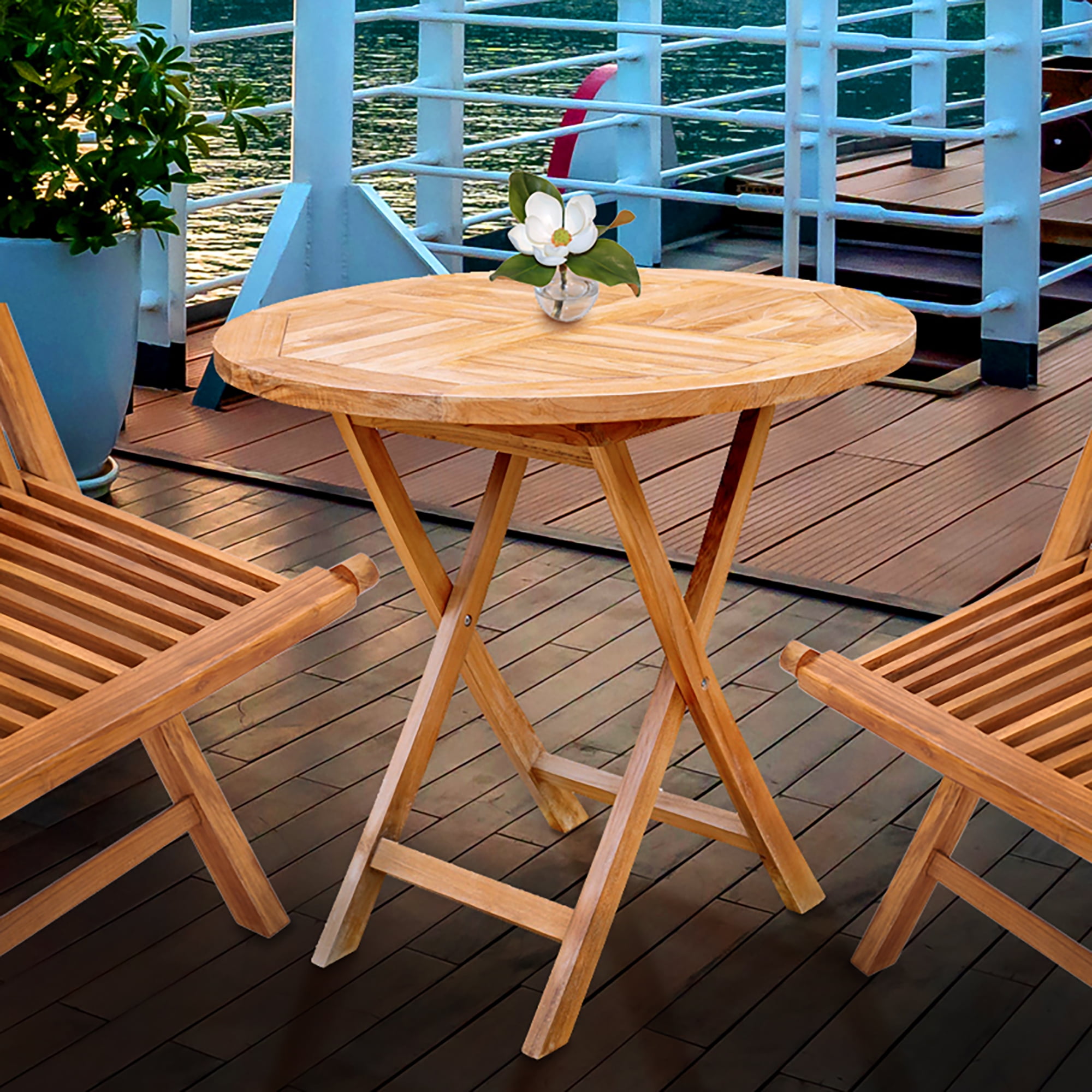Teak Wood California Outdoor Folding Table, 36 inch - Walmart.com
